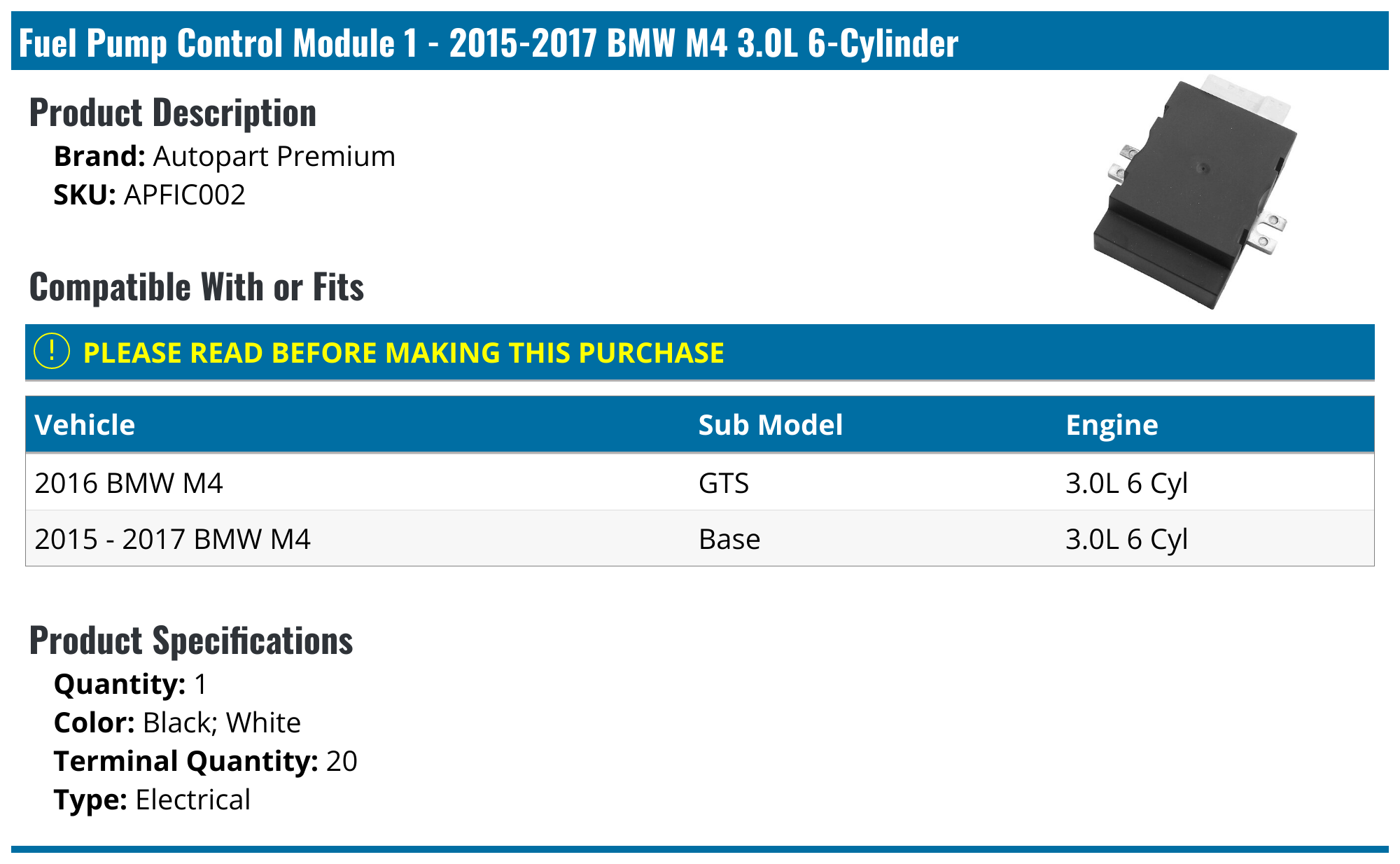 2015-2017 BMW M4 Fuel Injector Control Module - Autopart Premium ...