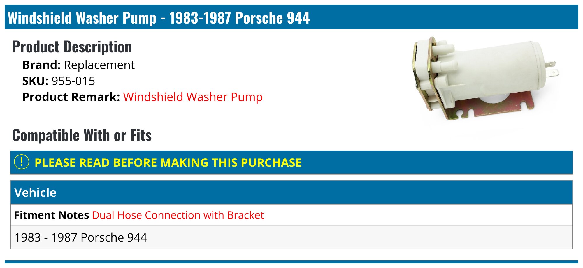 Washer Pump - Windshield Washer Pump Replacement | Parts Geek