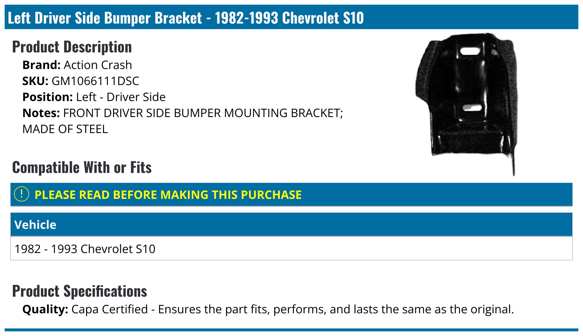 Bumper Bracket - Front & Rear Bumper Brackets | Parts Geek