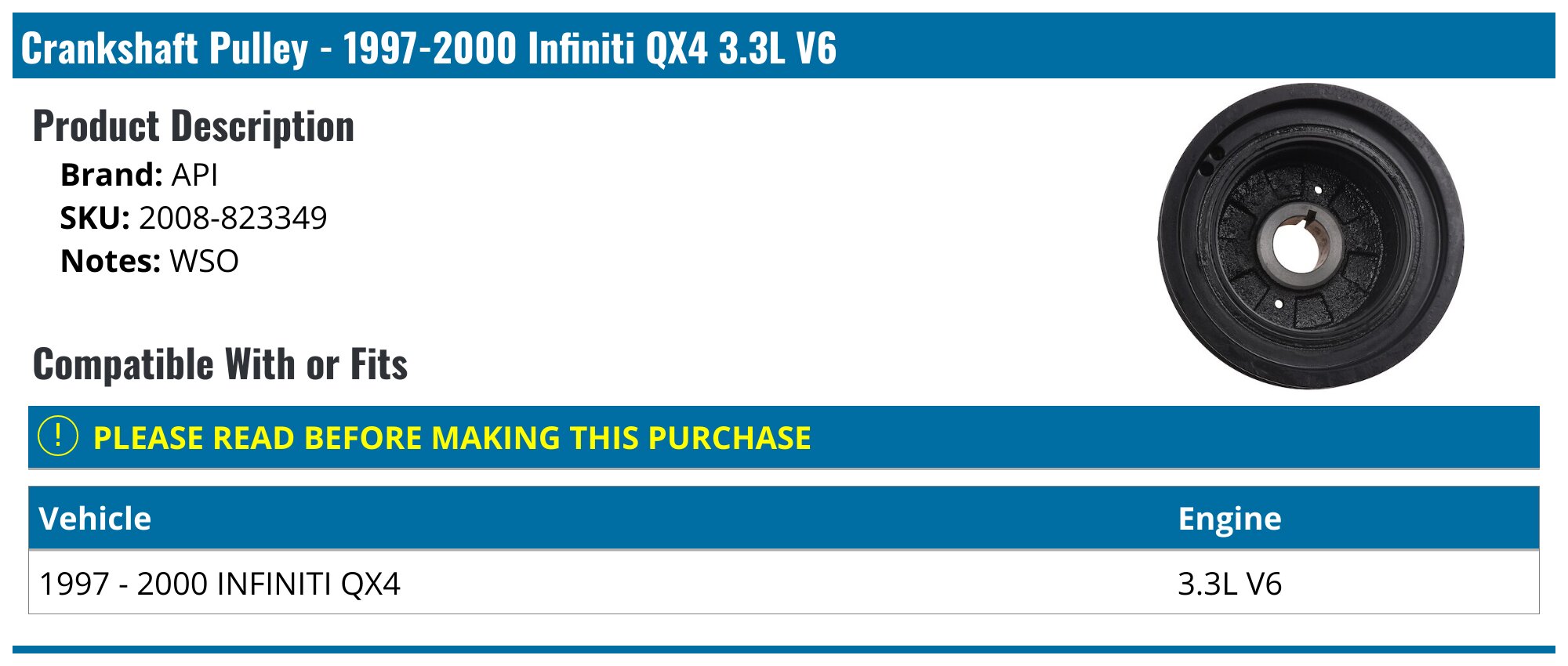1997-2000 Infiniti QX4 Crankshaft Pulley - API 6795-02976151 ...