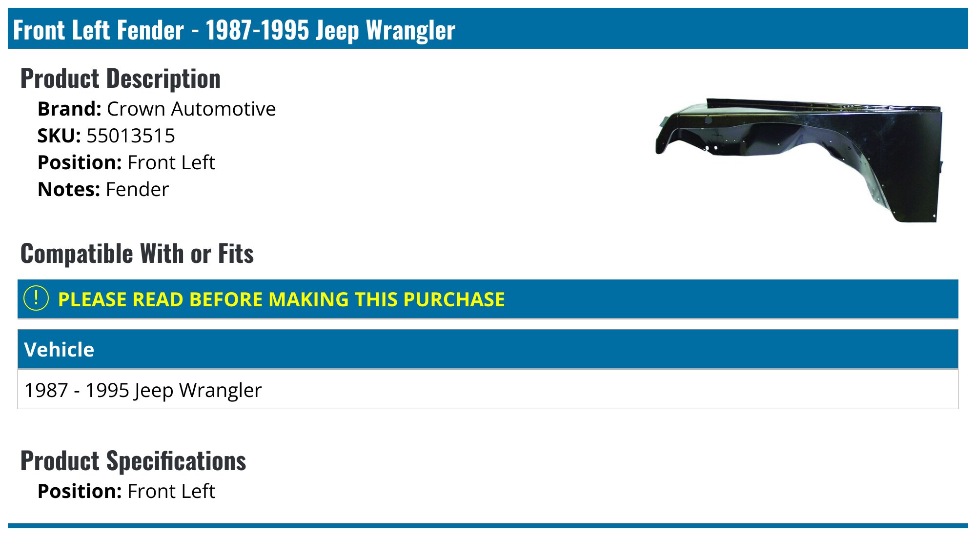 Car Fender - Front & Rear Fender - Discount Prices | Parts Geek