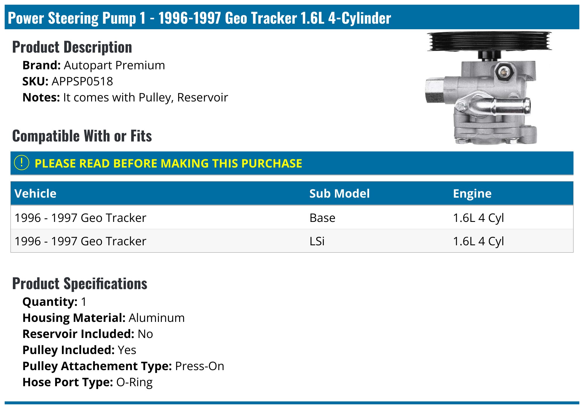 Geo Tracker Parts Catalog - OEM & Aftermarket Body Parts | Parts Geek