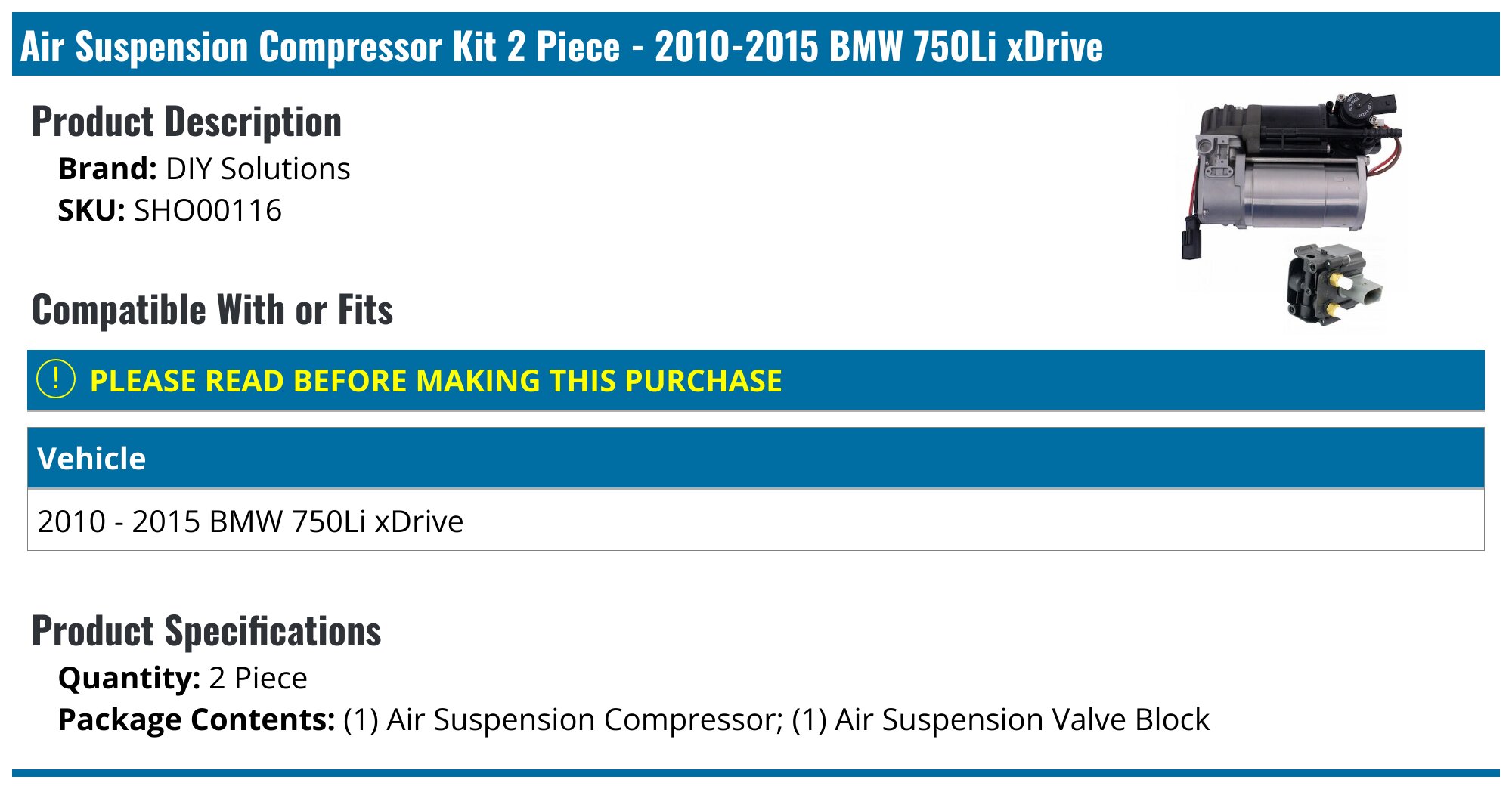 2010-2015 BMW 750Li xDrive Suspension Compressor - DIY Solutions ...