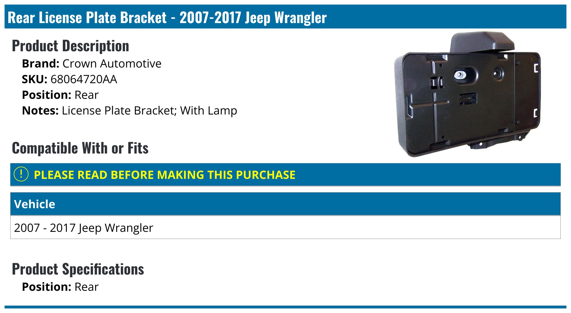 License Plate Bracket and Frame Replacement - Front & Rear | Partsgeek.com