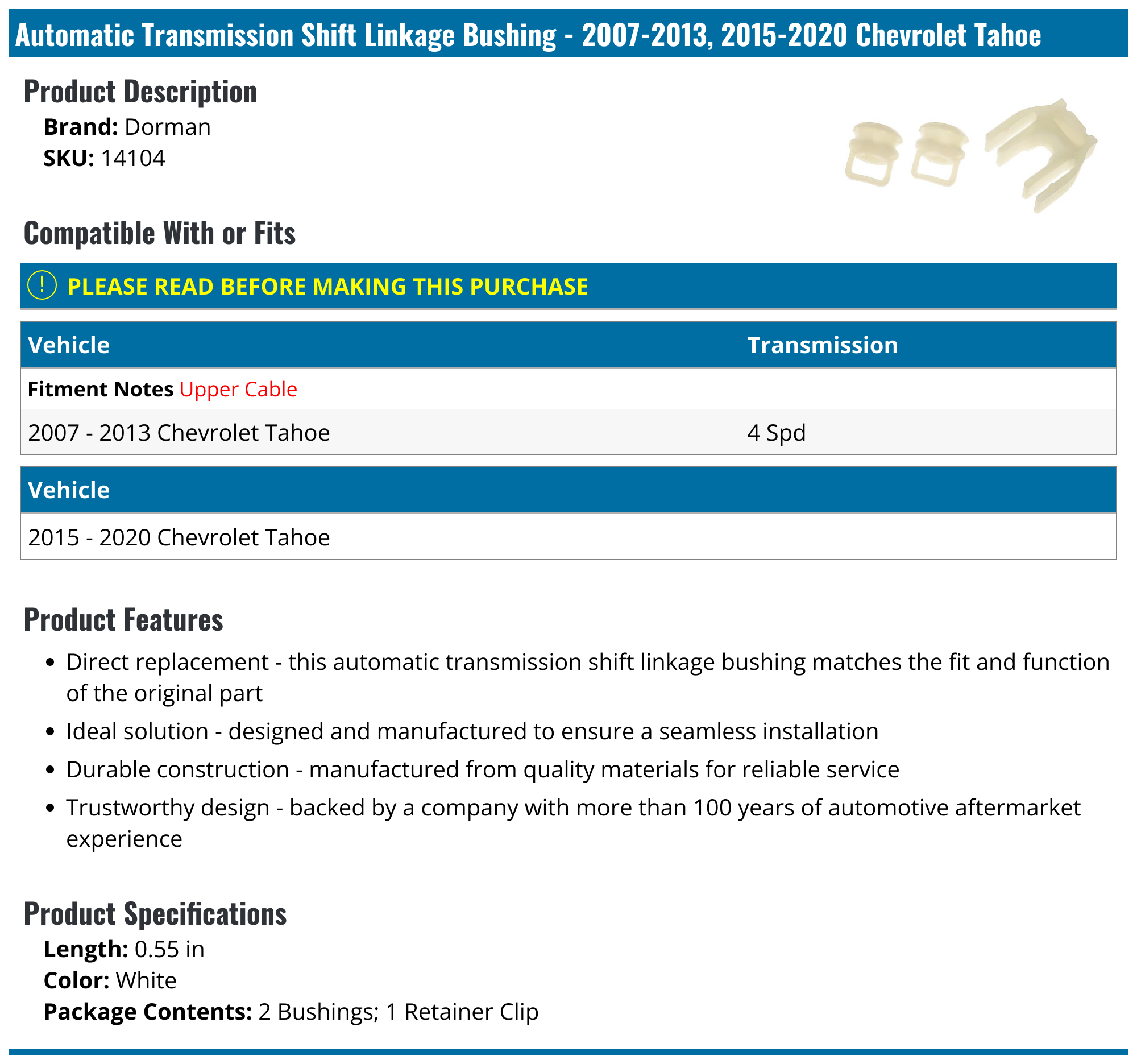 2007-2013, 2015-2020 Chevrolet Tahoe Automatic Transmission Shift ...