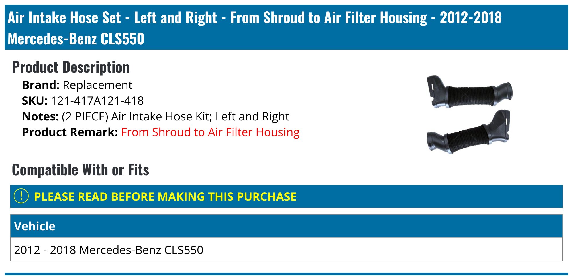 Air Intake Hose Replacement - Universal Air Intake Hose | Parts Geek