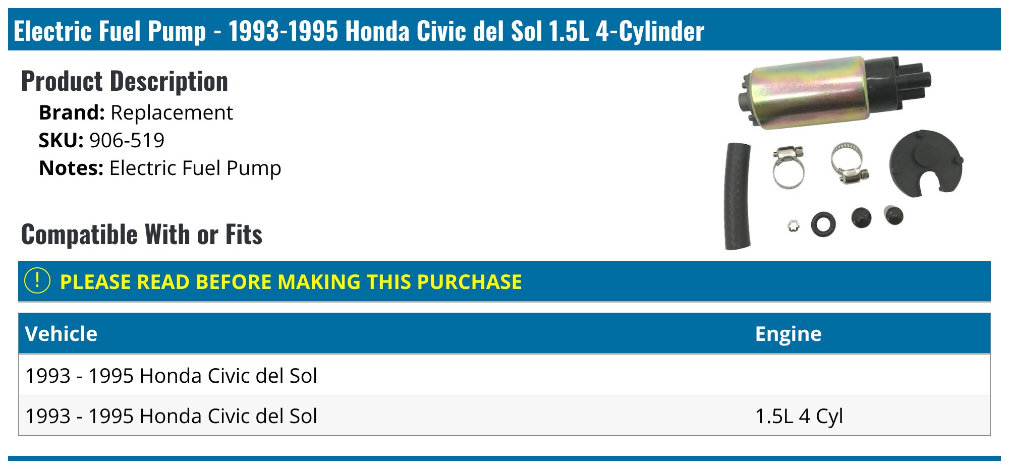 Del Sol Fuel Pump Upgrade