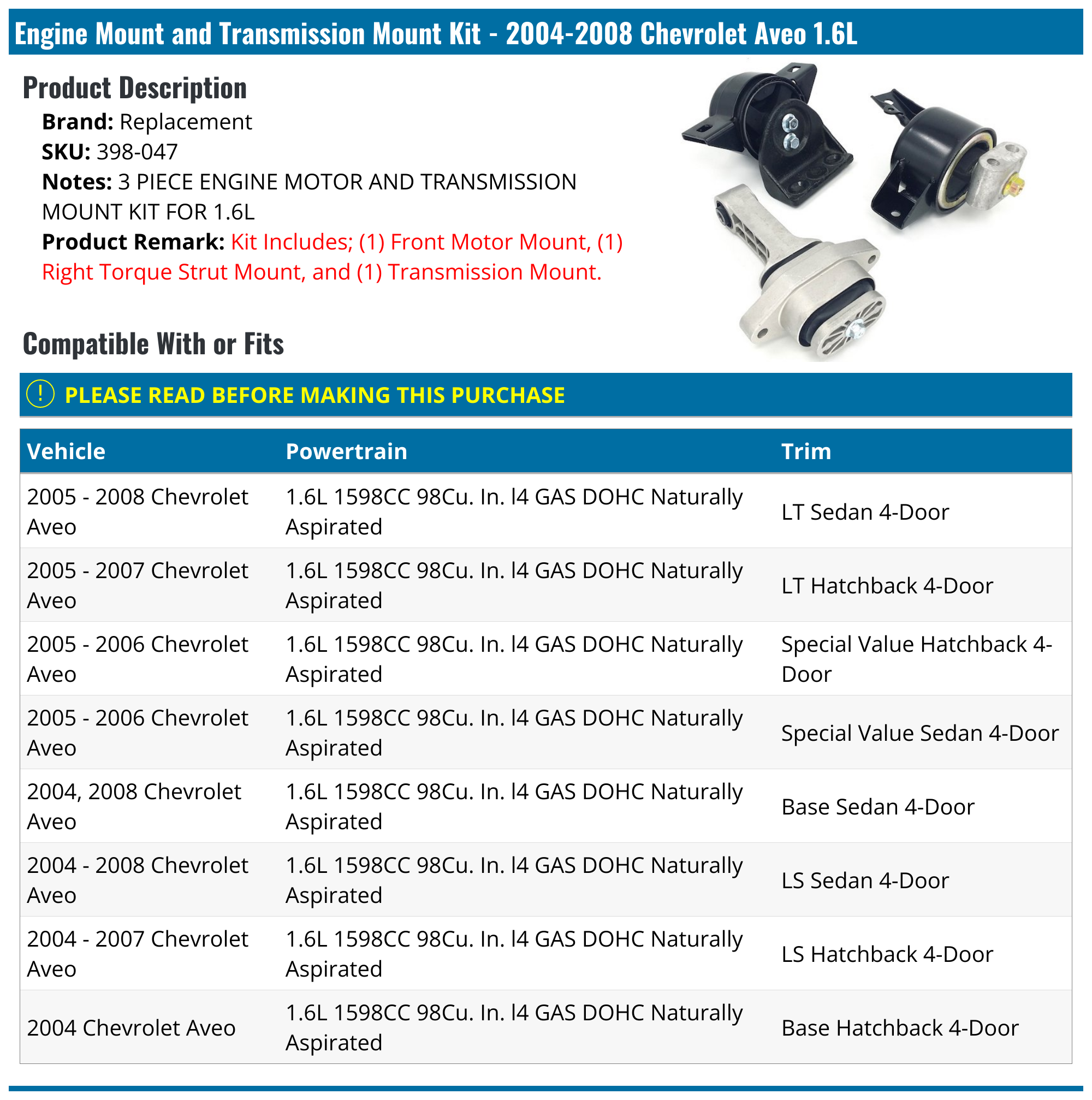 Chevrolet Aveo Parts - PartsGeek.com