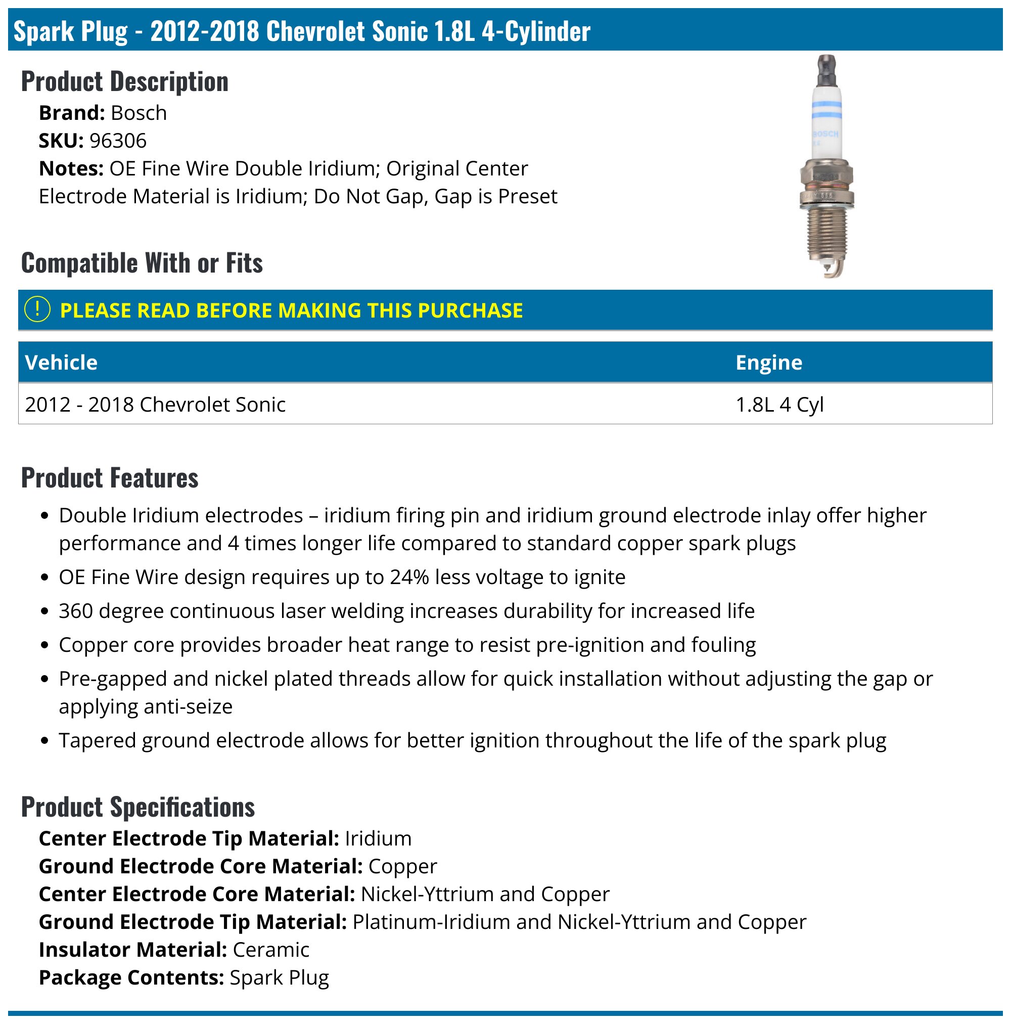 2014 Chevy Sonic Spark Plugsnull