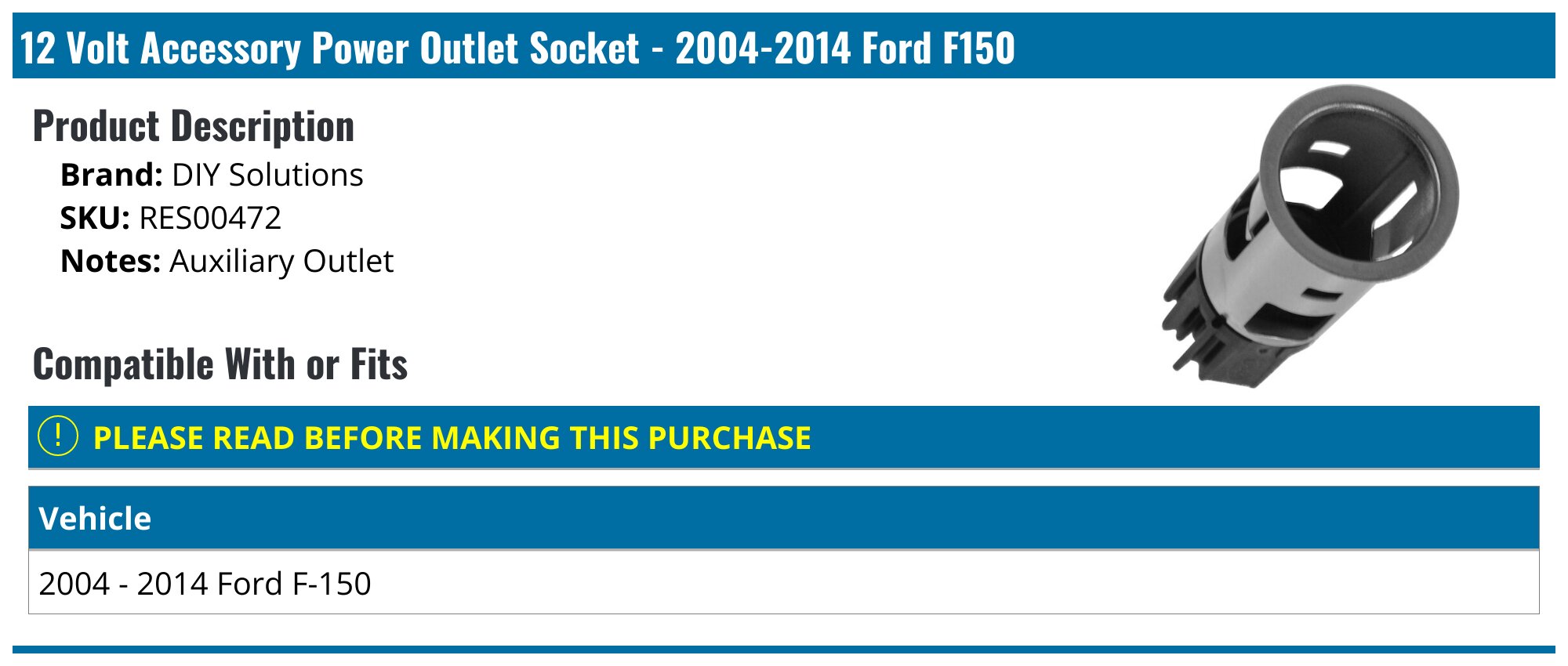 2004-2014 Ford F150 12 Volt Accessory Power Outlet Socket - DIY ...