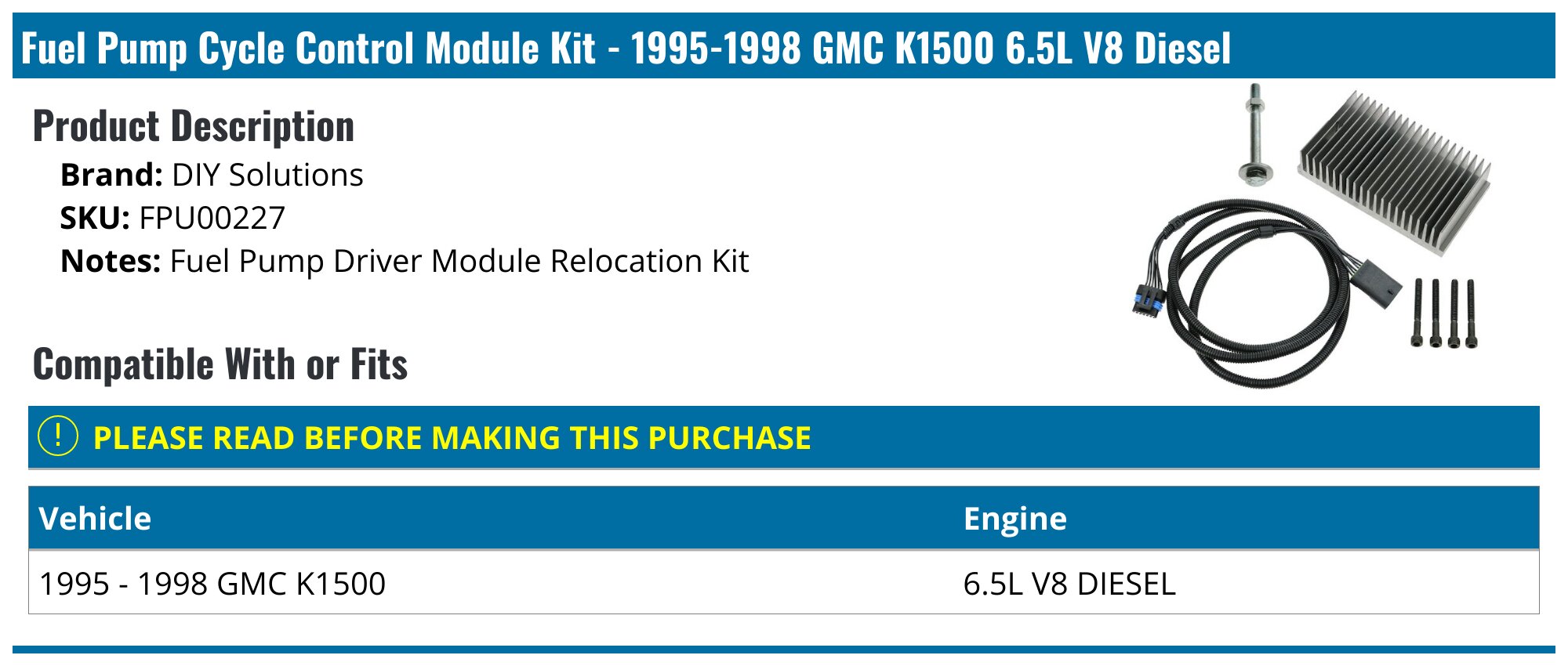 1995-1998 GMC K1500 Fuel Pump Control Module - DIY Solutions FPU00227 ...