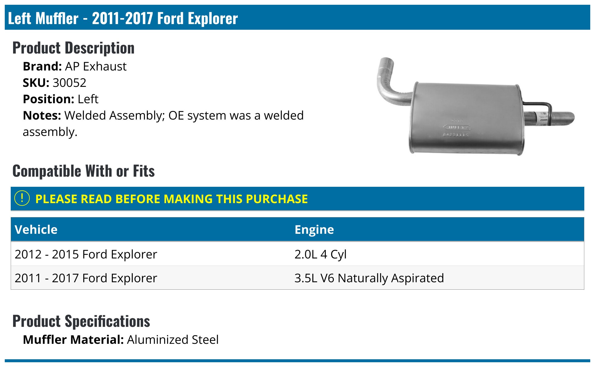 2017 Ford Explorer Exhaustnull