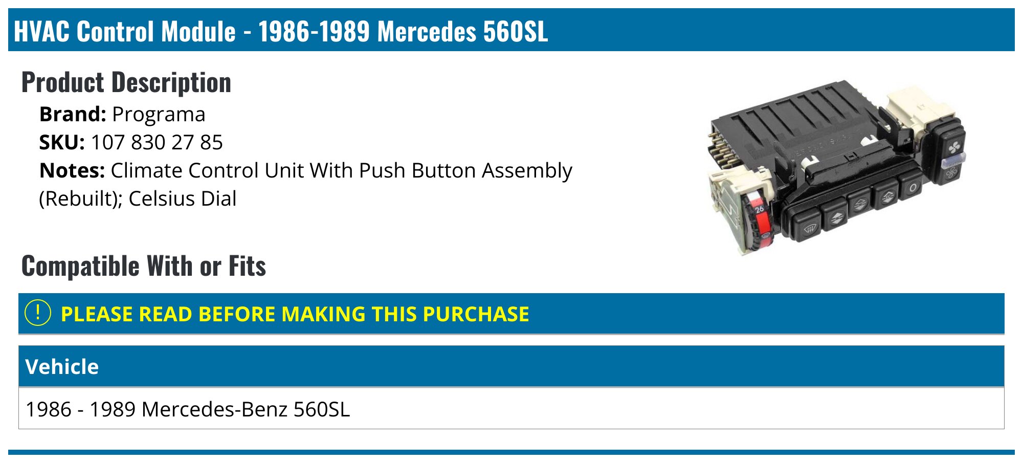 HVAC Climate Control Module - AC/Heater Control Module | Parts Geek