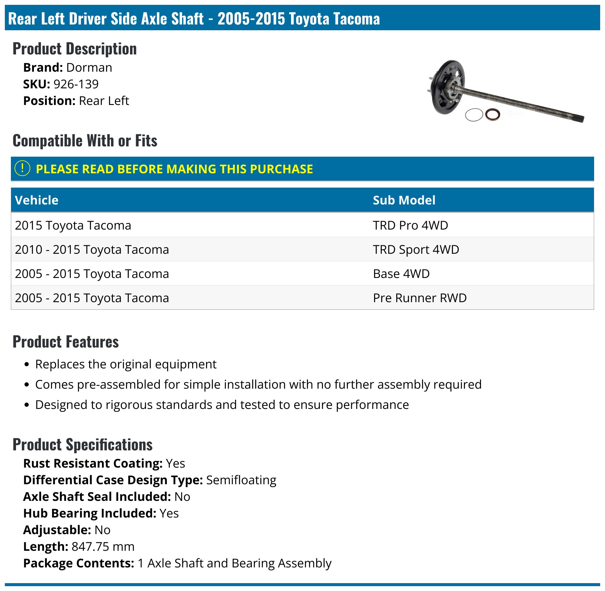CV Axle Assembly Replacement - Left Right Front & Rear Axles | Parts Geek