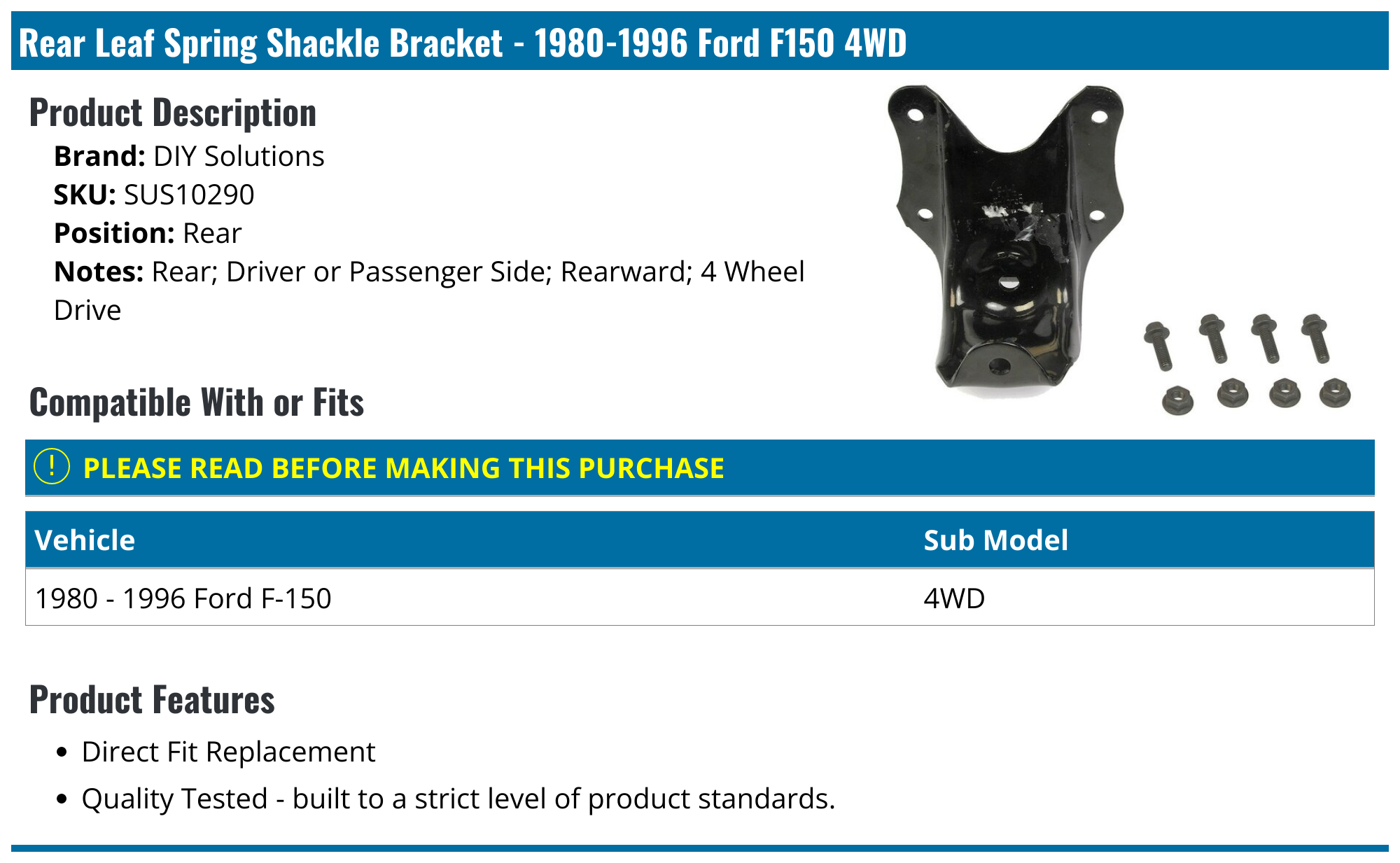 1980-1996 Ford F150 Leaf Spring Shackle - DIY Solutions SUS10290 - Rear ...