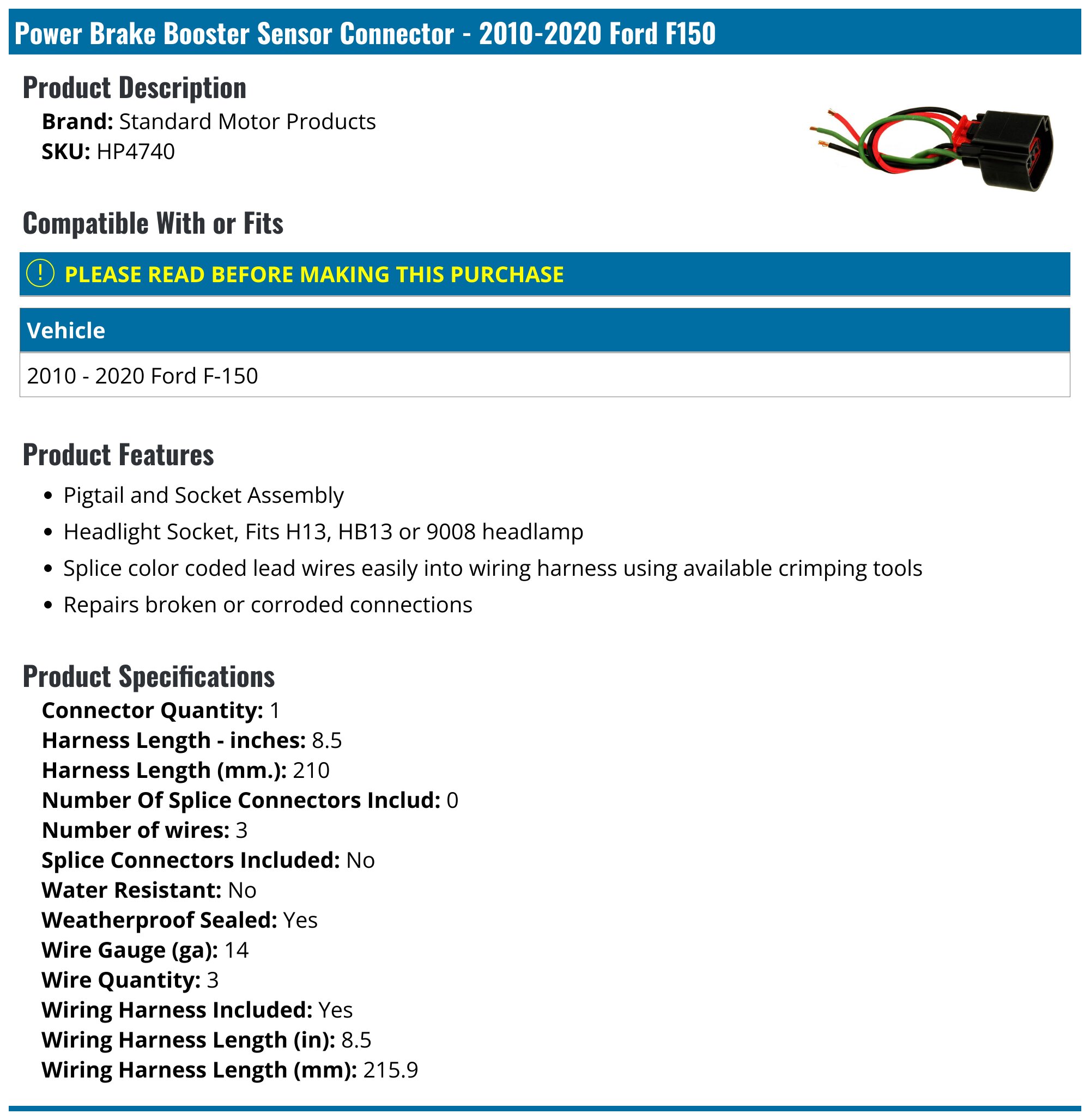 2010 Ford F150 Power Brake Booster Connector - Standard Motor Products ...