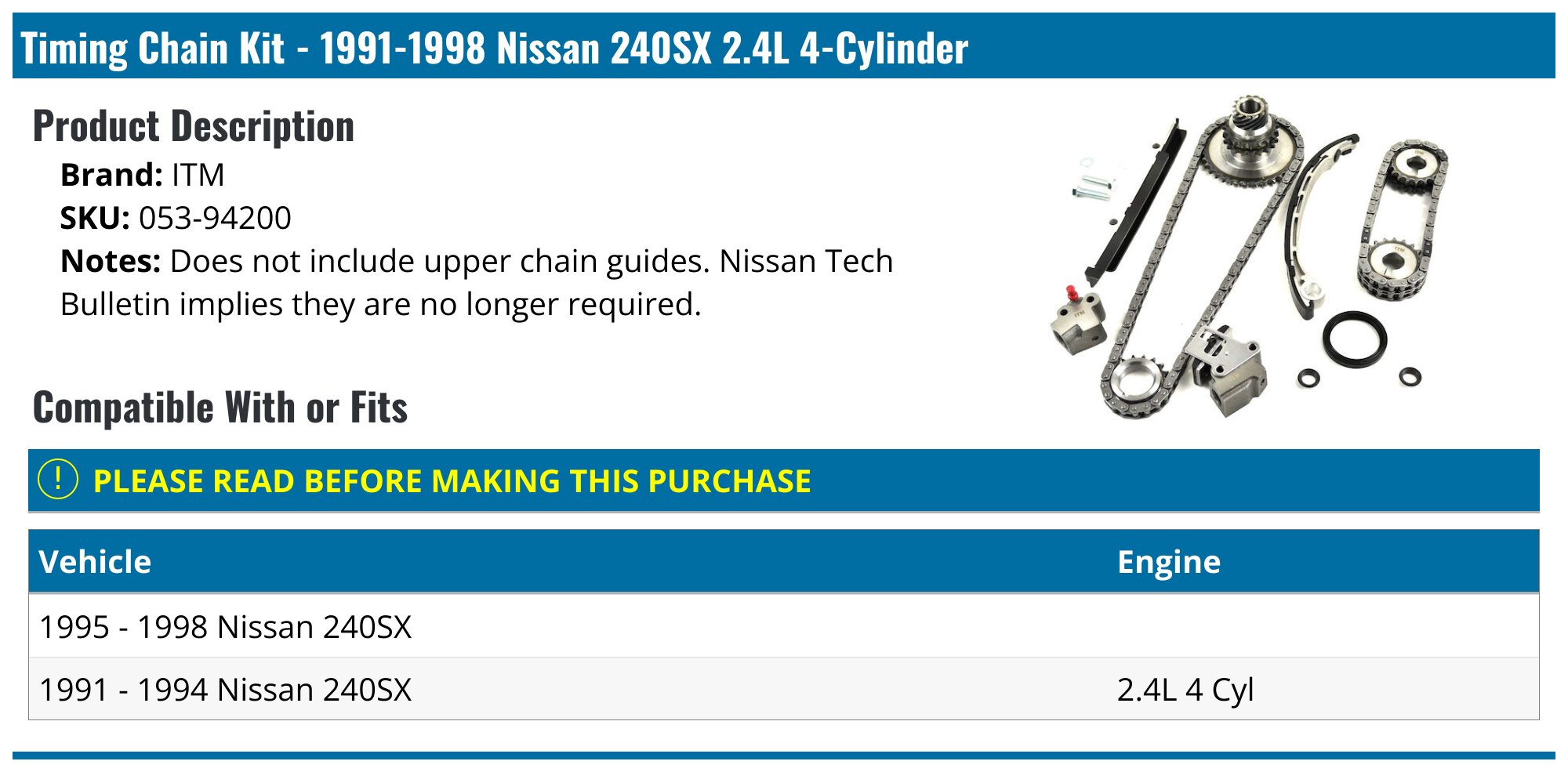 1991-1998 Nissan 240SX Timing Chain - ITM 053-94200 - PartsGeek.com