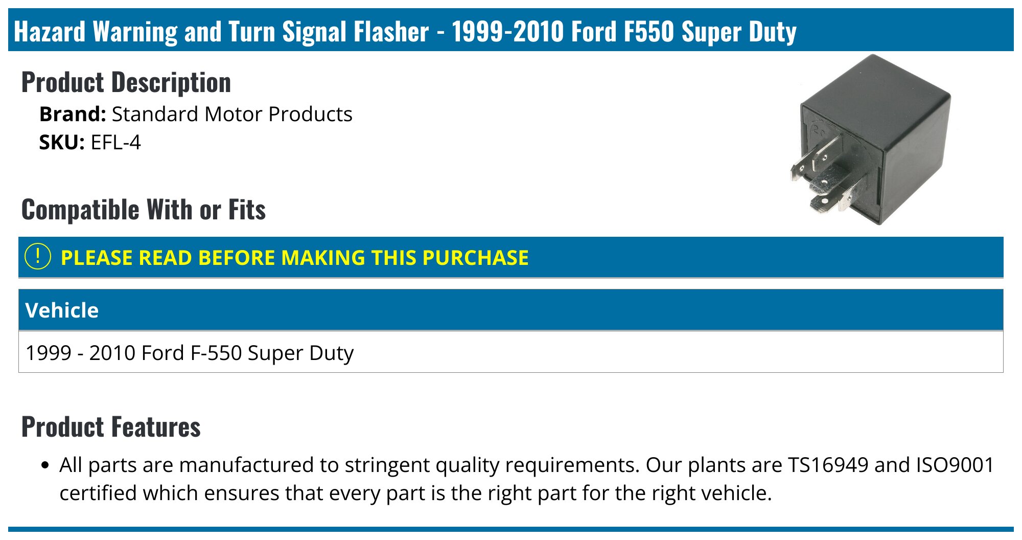 1999-2010 Ford F550 Super Duty Hazard Warning Flasher - Standard Motor ...