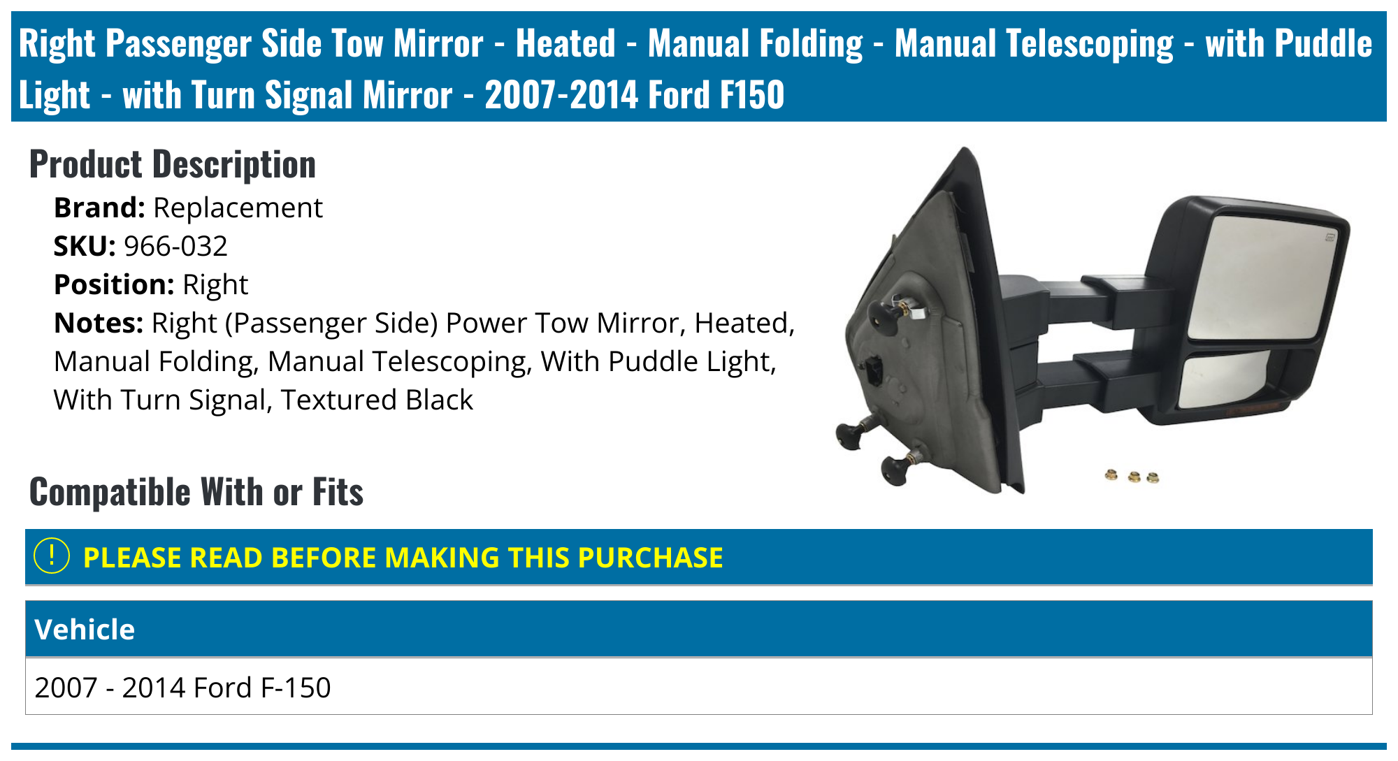 Ford F150 Driver & Passenger Side Mirror Replacement | Parts Geek