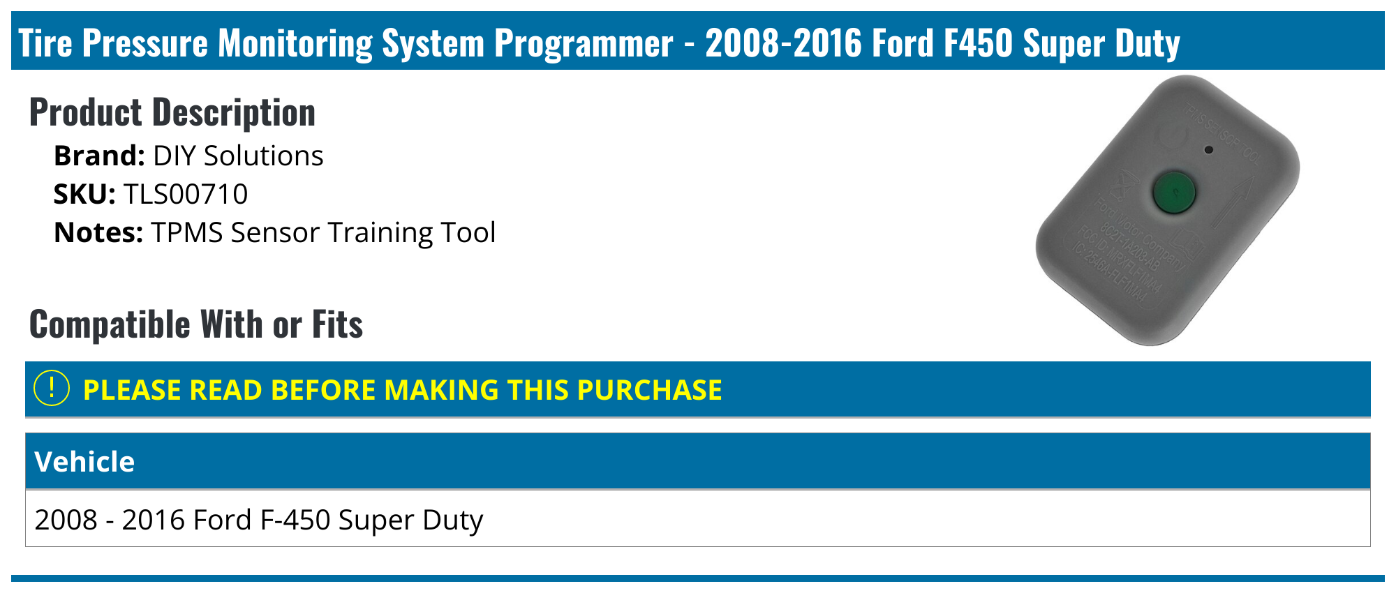 2008-2016 Ford F450 Super Duty Tire Pressure Monitoring Sensor - DIY ...