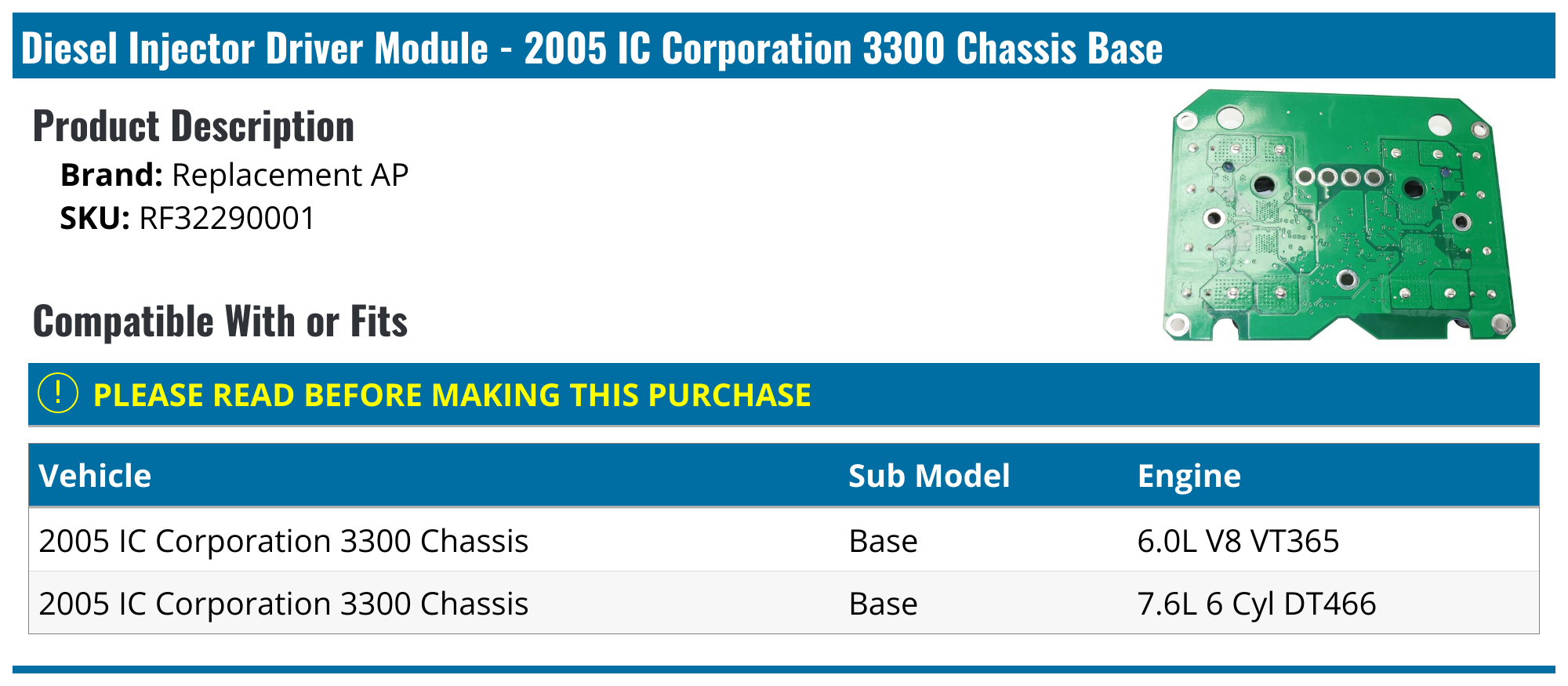 2005 IC Corporation 3300 Chassis Diesel Injector Driver Module ...
