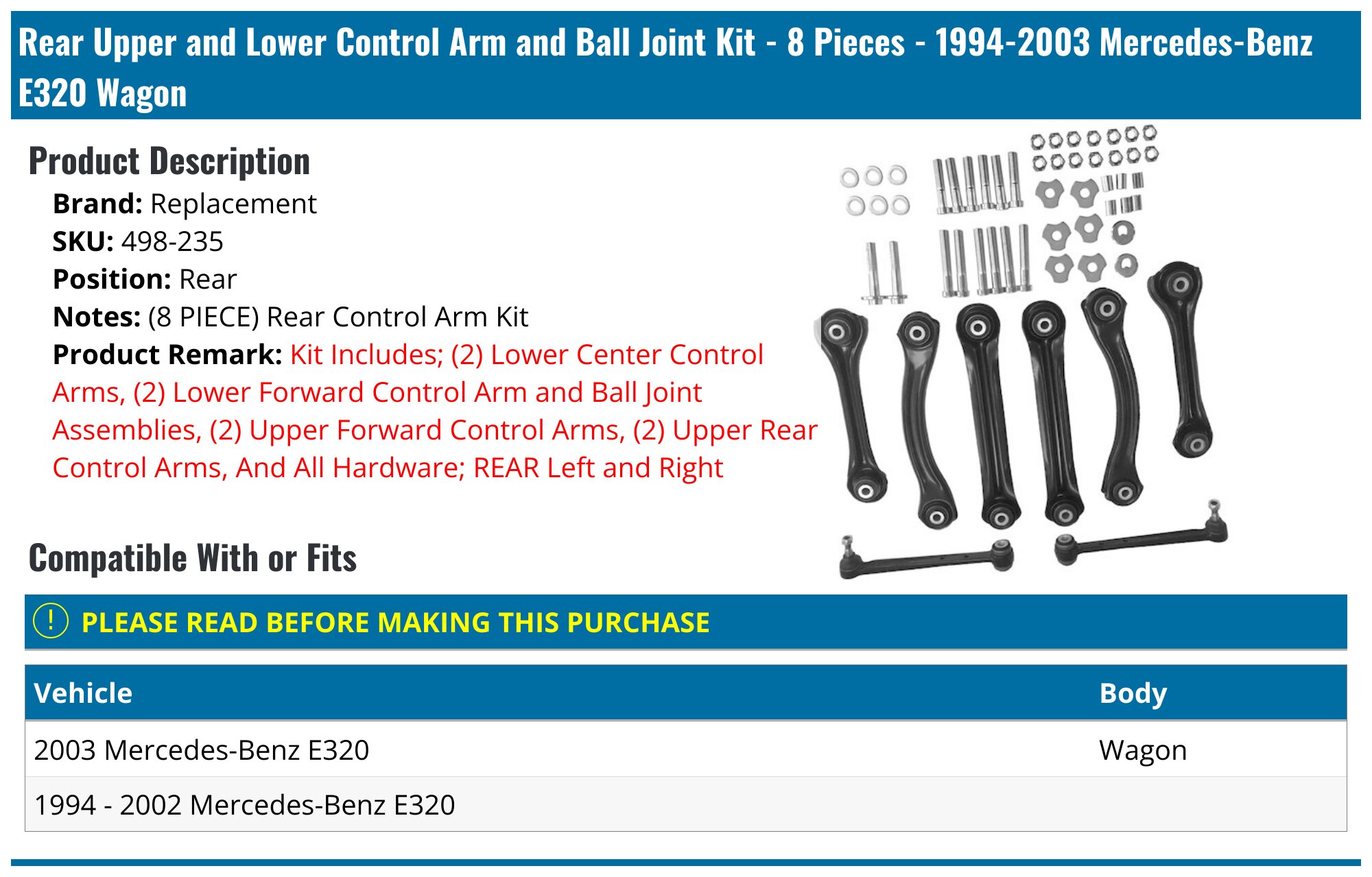 Mercedes E320 Parts & Accessories - Parts Geek