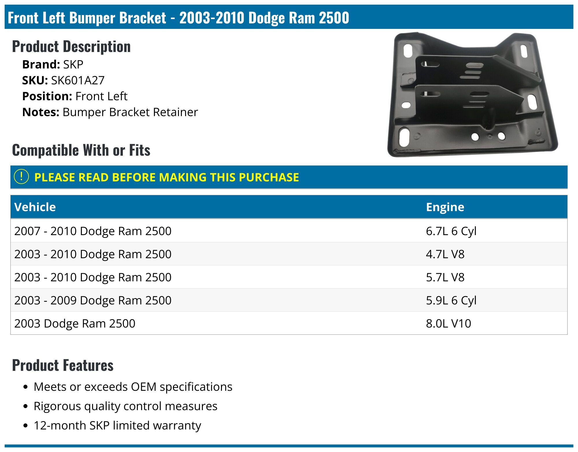 Bumper Bracket - Front & Rear Bumper Brackets | Parts Geek