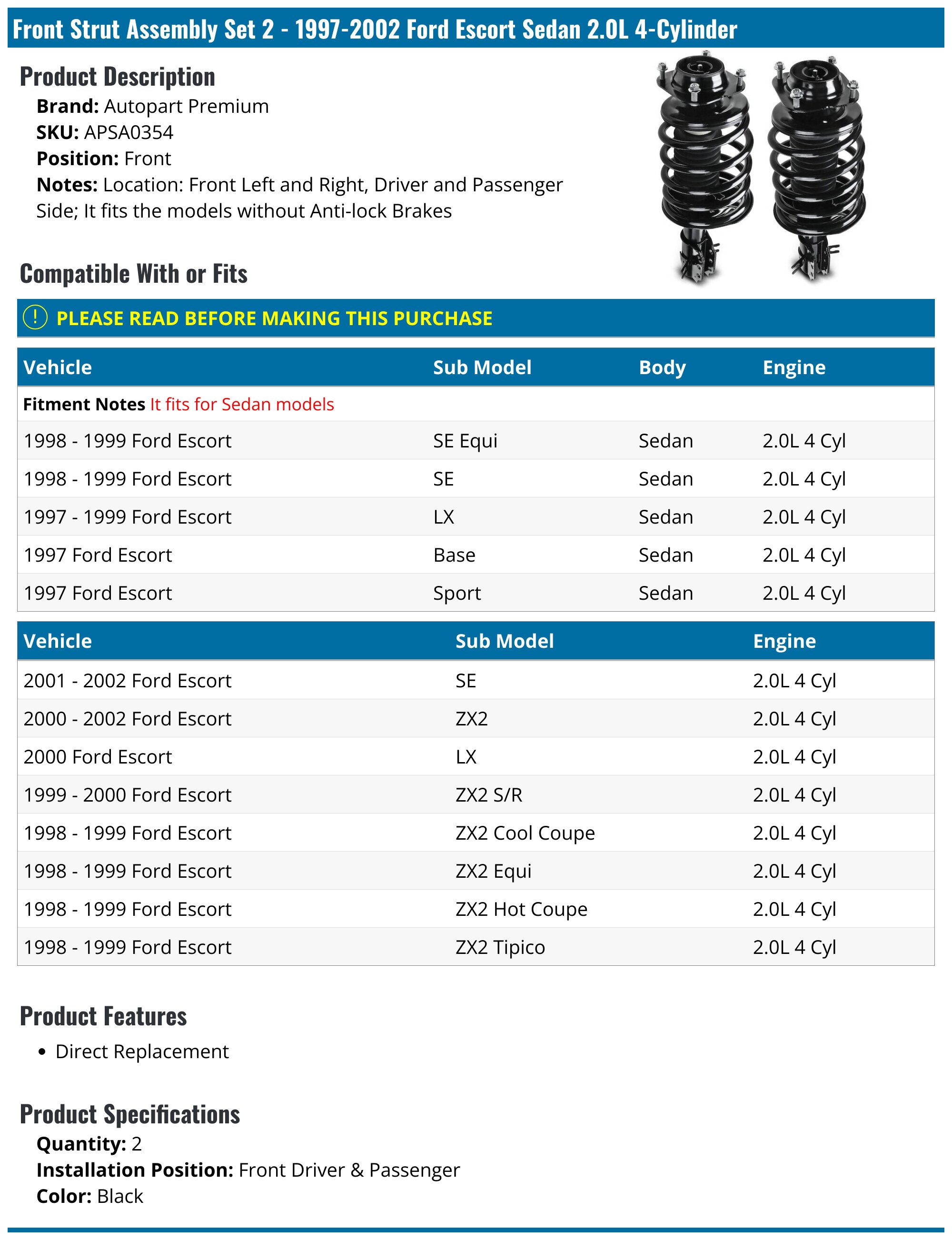 Ford Escort Parts & Accessories - OEM & Aftermarket Body Parts