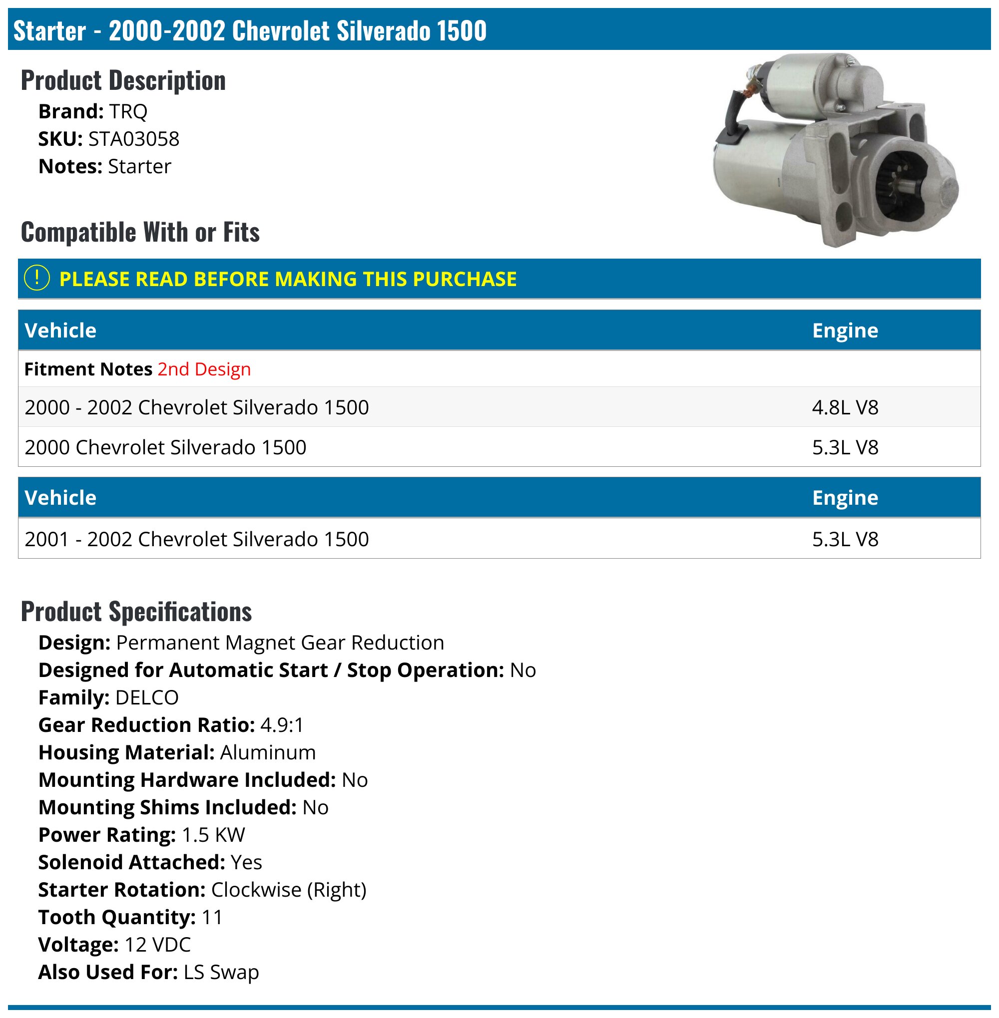 Interesting 2001 Chevrolet Silverado 1500 Starter Gallery