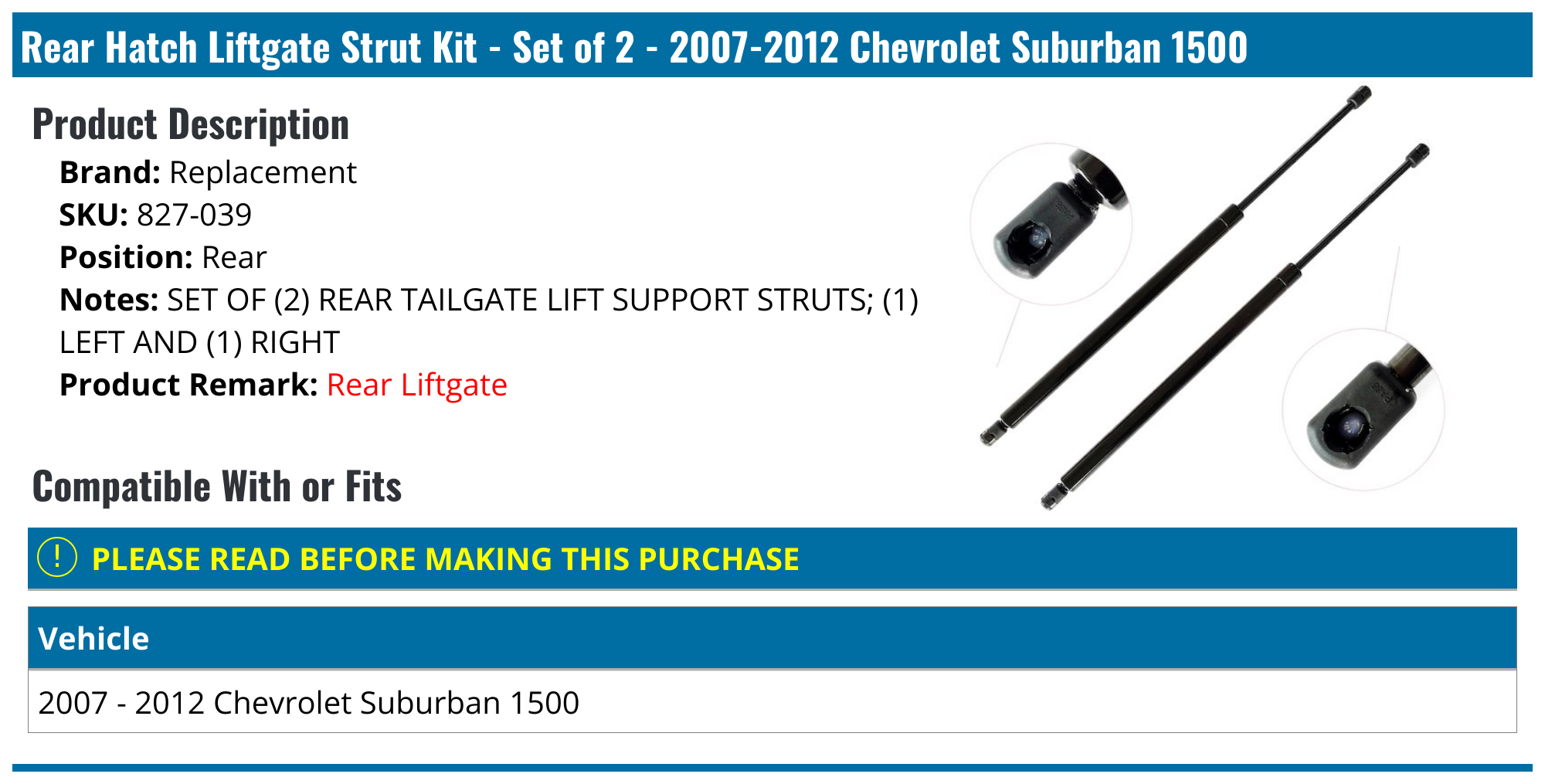 Rear Hatch Strut - Hatch Strut Replacement | Parts Geek