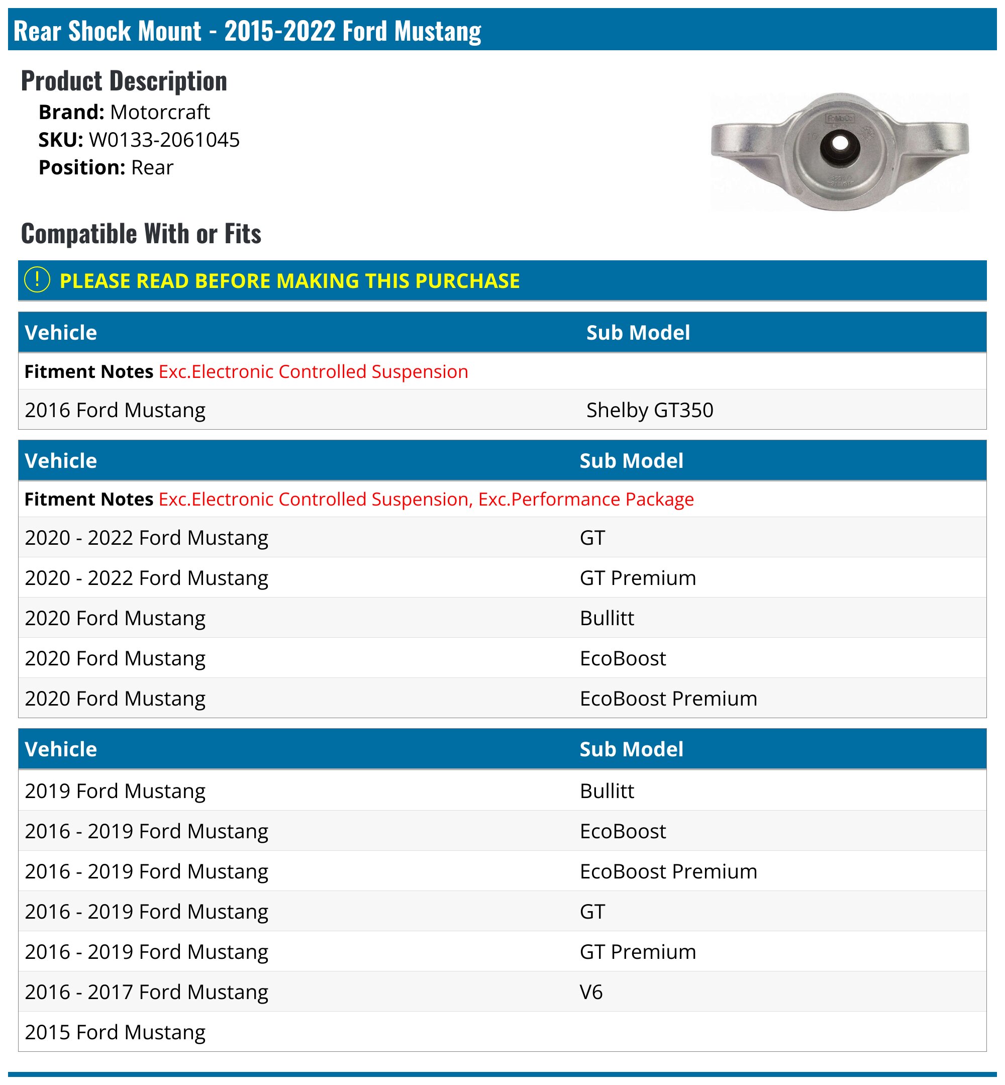 Shock Mount - Rear Shock Mounts - Discount Prices | Parts Geek