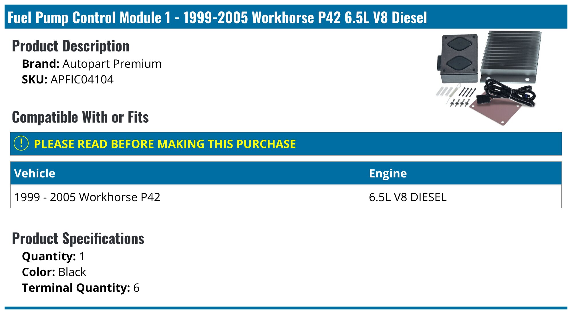1999-2005 Workhorse P42 Fuel Pump Control Module - Autopart Premium ...