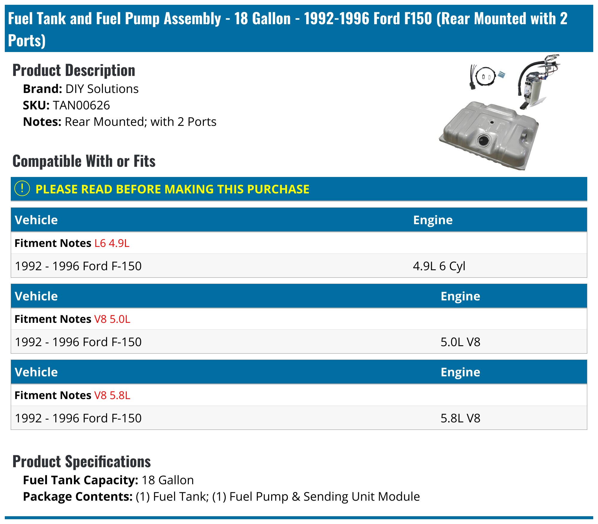 Fuel Tank Replacement - Aftermarket Fuel and Diesel Tank | Parts Geek