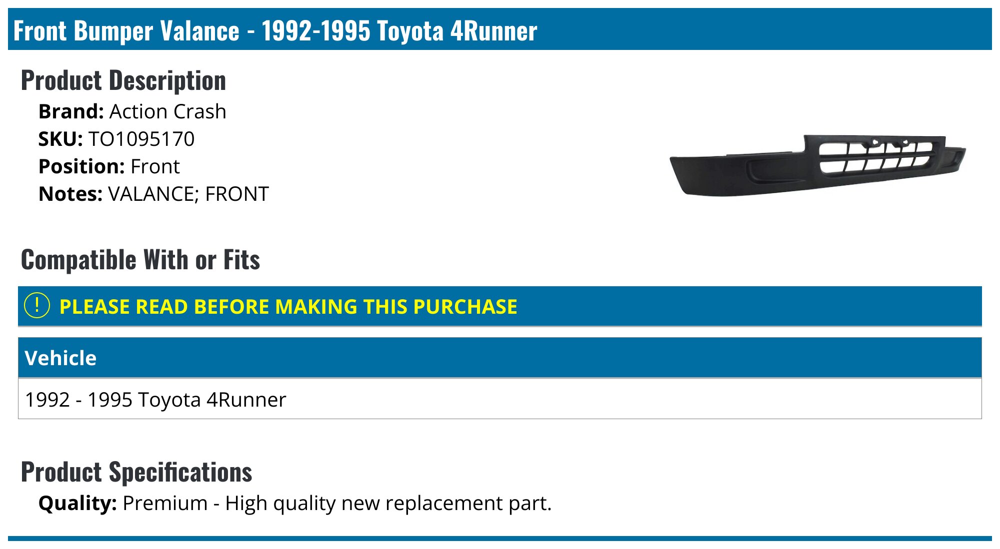 Valance Panel - Front Lower Bumper Valance | Parts Geek
