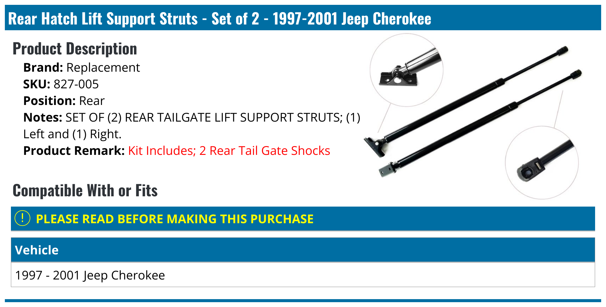 Rear Hatch Strut - Hatch Strut Replacement | Parts Geek