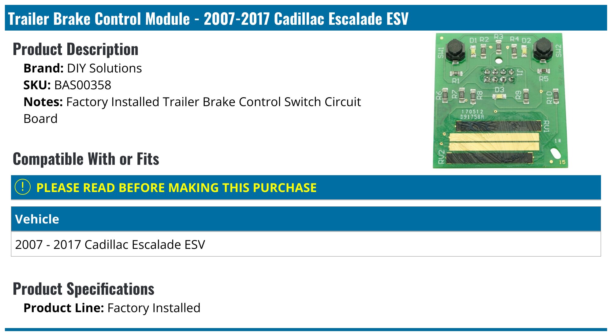 2007-2017 Cadillac Escalade ESV Trailer Brake Control - DIY Solutions ...