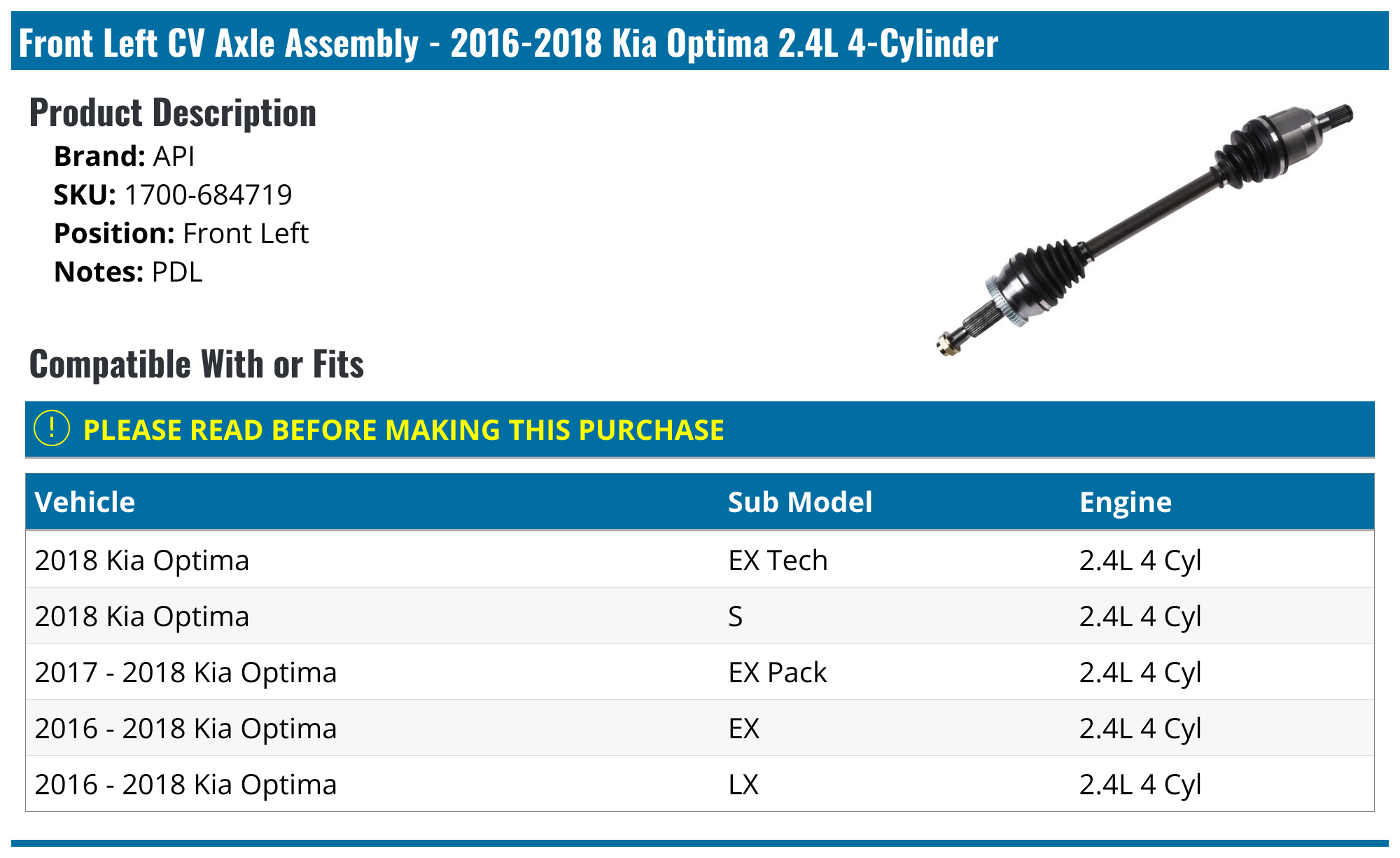CV Axle Assembly Replacement - Left Right Front & Rear Axles | Parts Geek