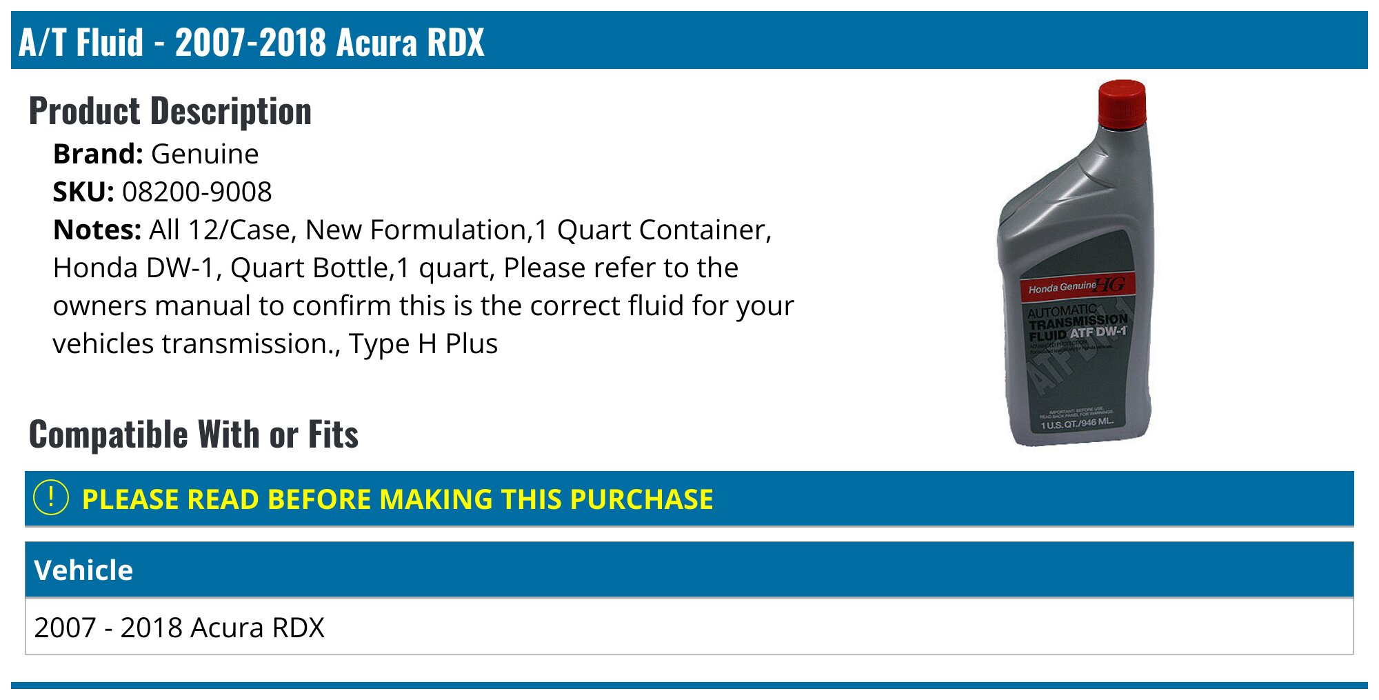 2007 Acura Rdx Oil Type