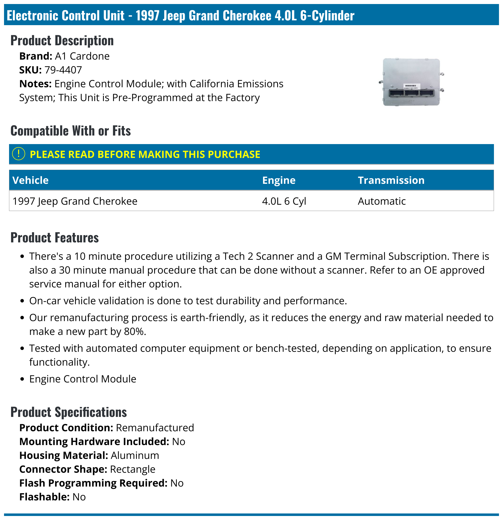 Engine Control Unit - Car Electronic Control Module Replacement