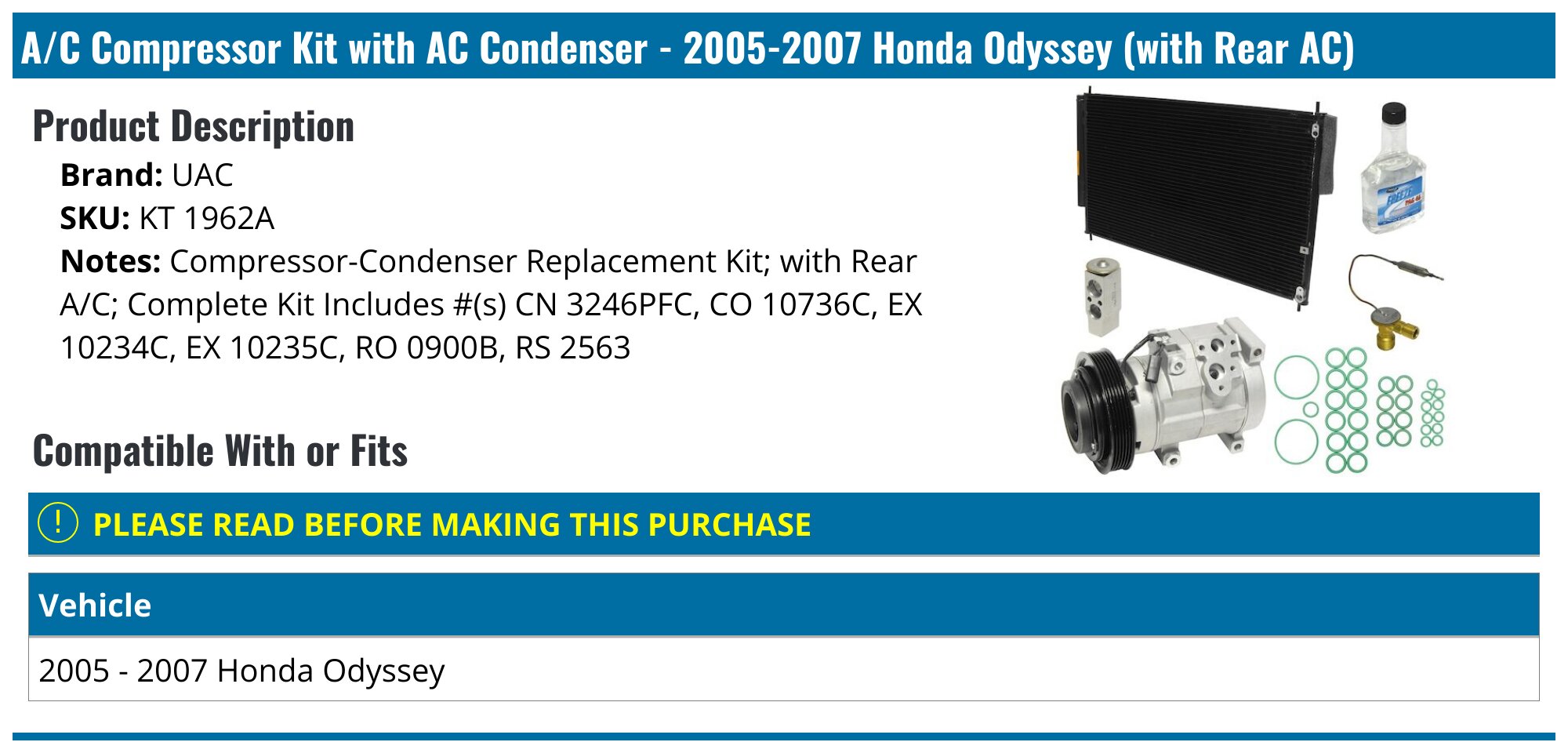 2005 Honda Odyssey Ac Compressor