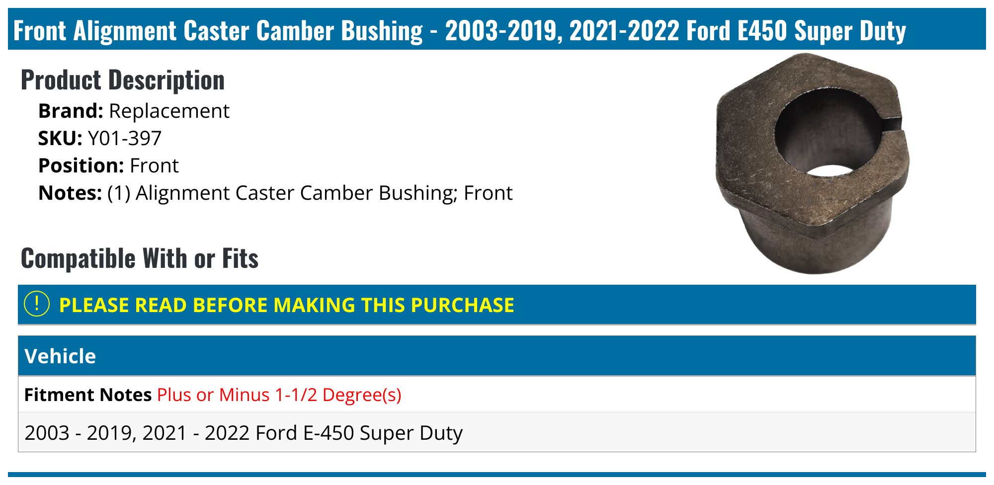 2003-2019, 2021-2022 Ford E450 Super Duty Alignment Caster Camber ...