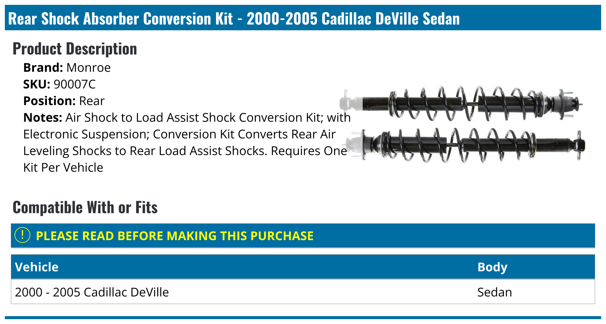2000-2005 Cadillac DeVille Strut Assembly - Monroe 90007C - Rear ...
