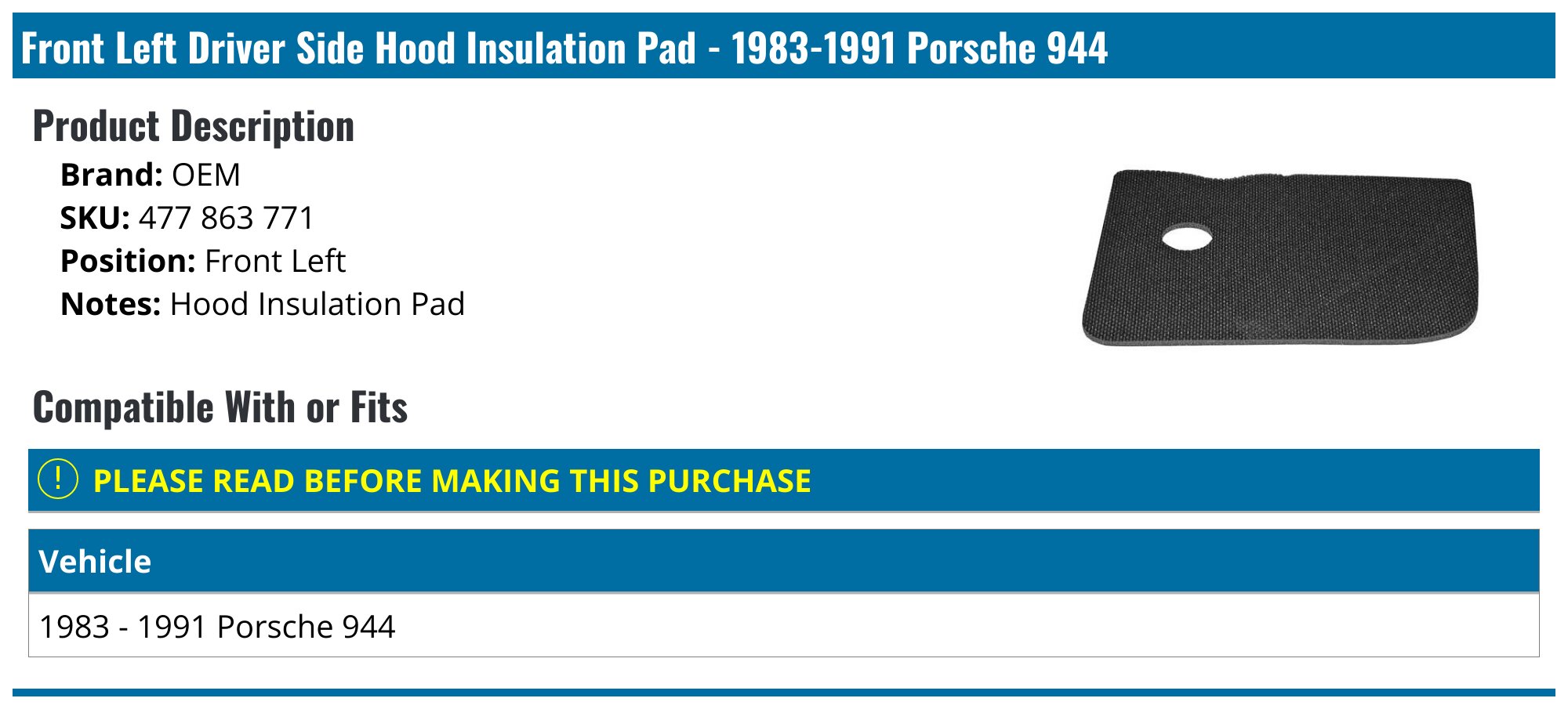 Hood Insulation Pad Replacement - Discount Car Hood Insulation