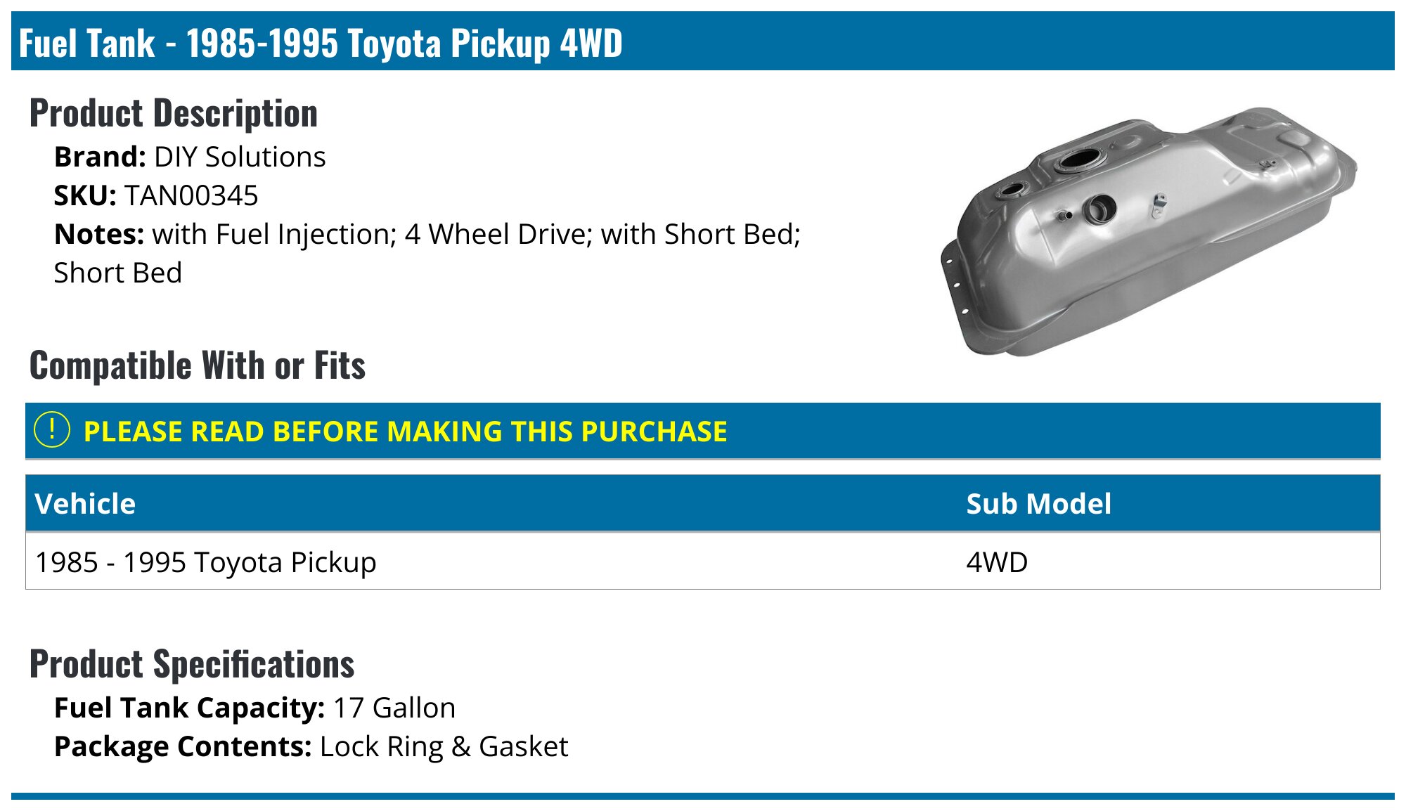 Fuel Tank Replacement - Aftermarket Fuel and Diesel Tank | Parts Geek