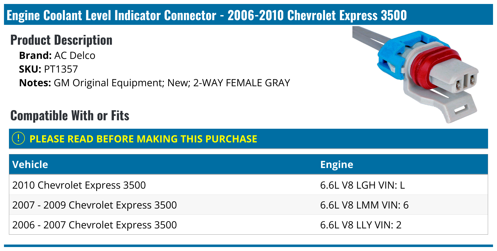 2006-2010 Chevrolet Express 3500 Engine Coolant Level Indicator ...