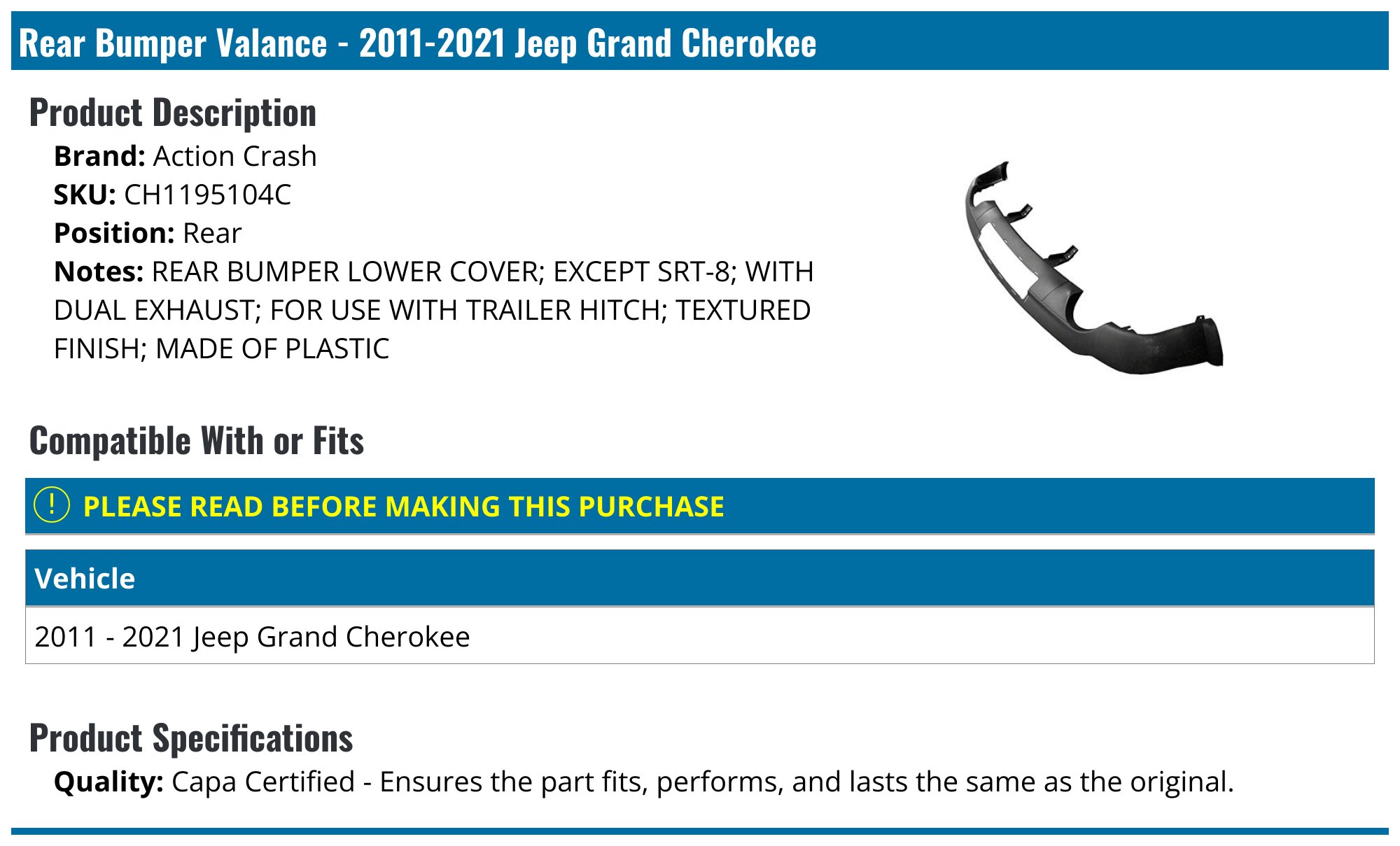 Valance Panel - Front Lower Bumper Valance | Parts Geek