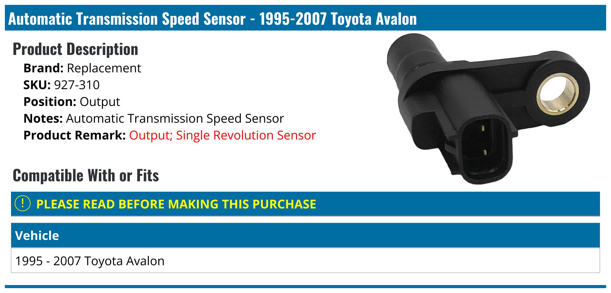 Automatic Transmission Speed Sensor - Transmission Sensor Replacement