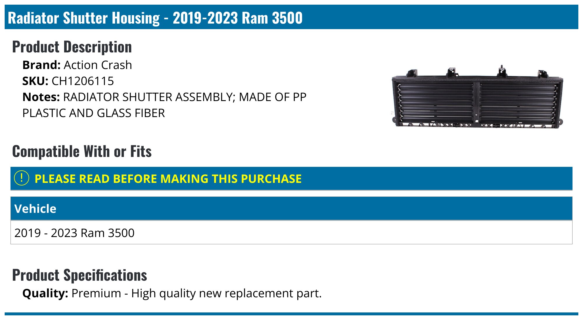 Active Radiator Grille Shutter Assembly | Upper and Lower