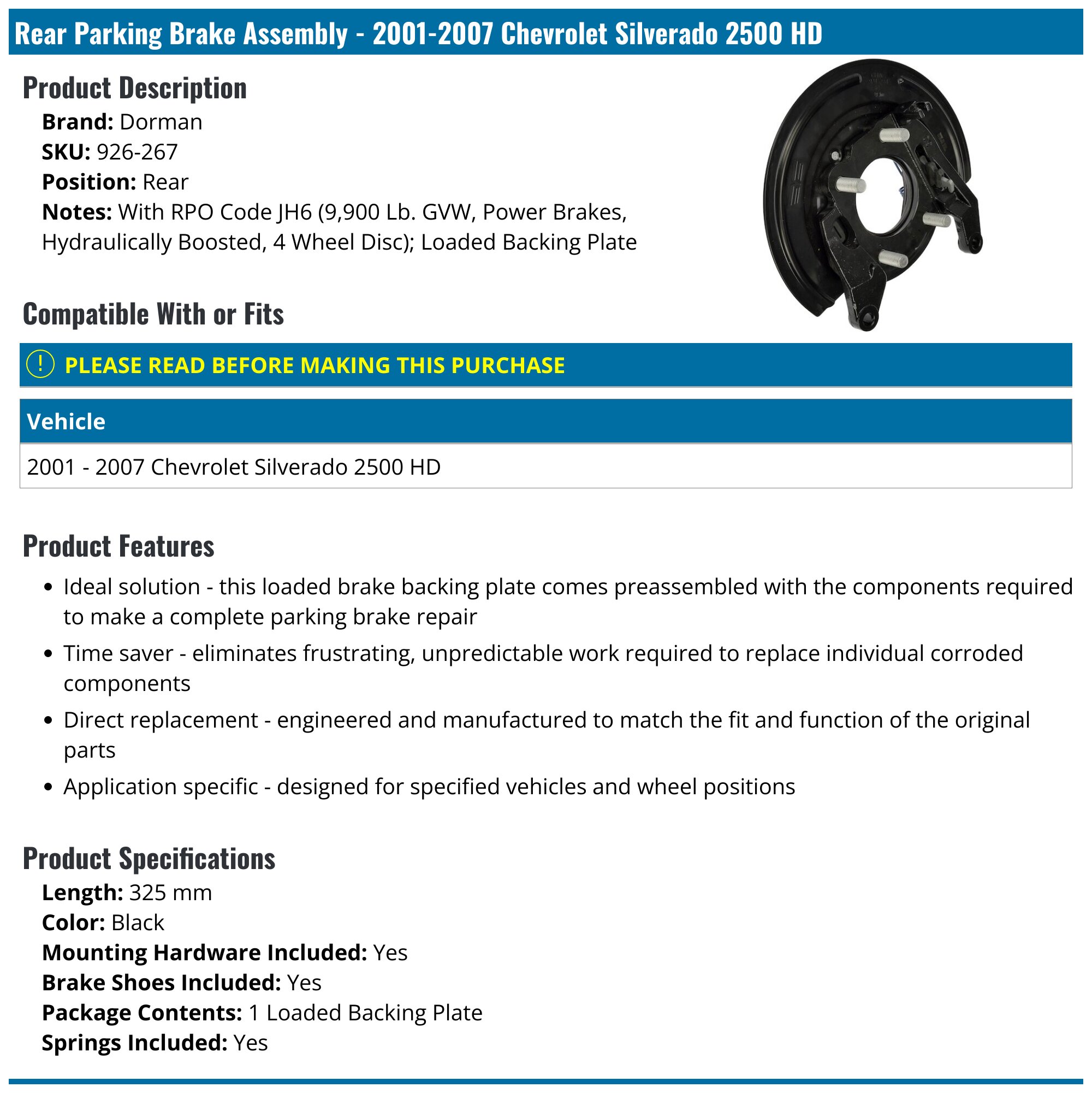 2001-2007 Chevrolet Silverado 2500 HD Parking Brake Assembly - Dorman ...