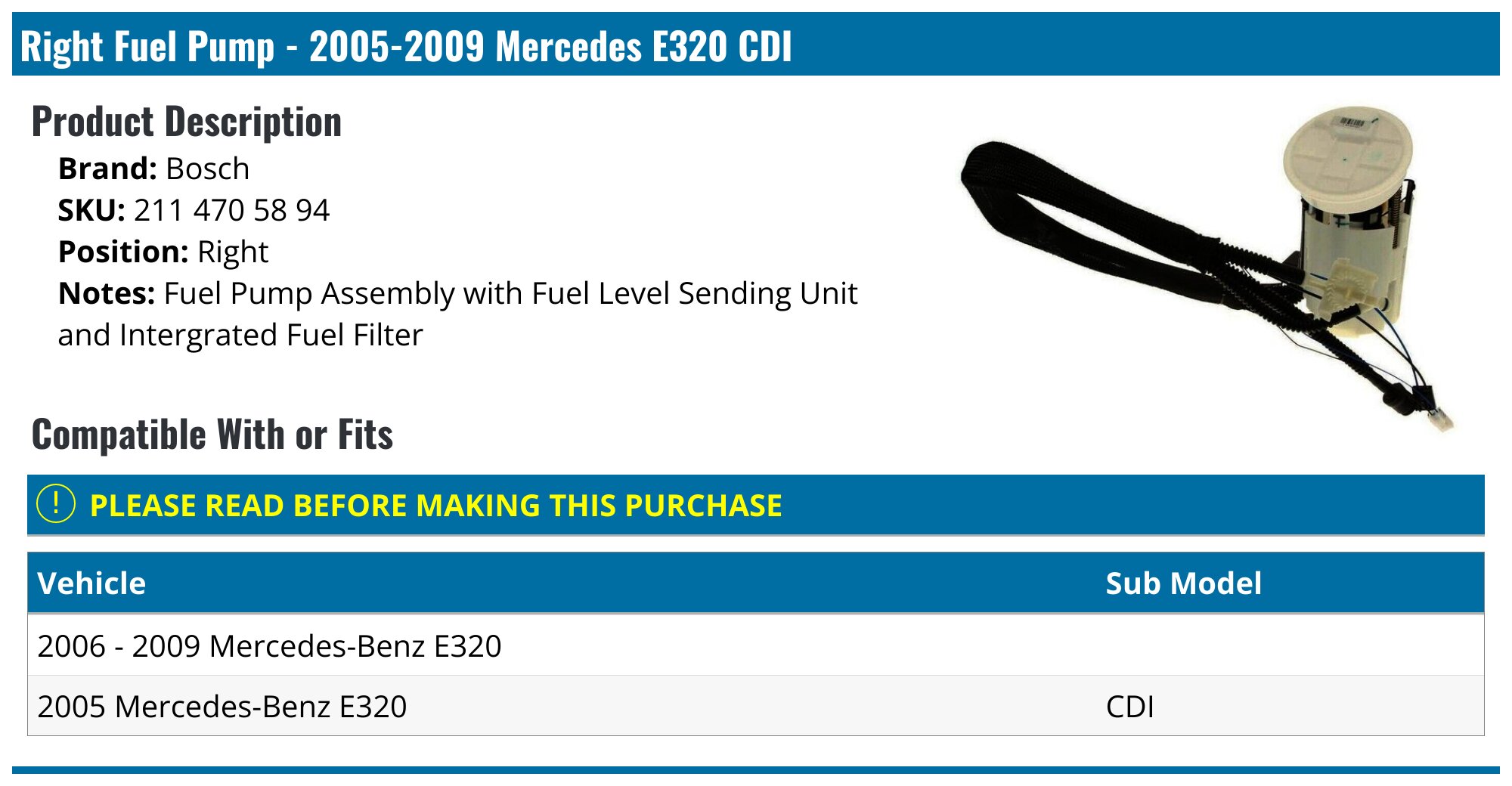 Mercedes E320 Parts & Accessories - Parts Geek